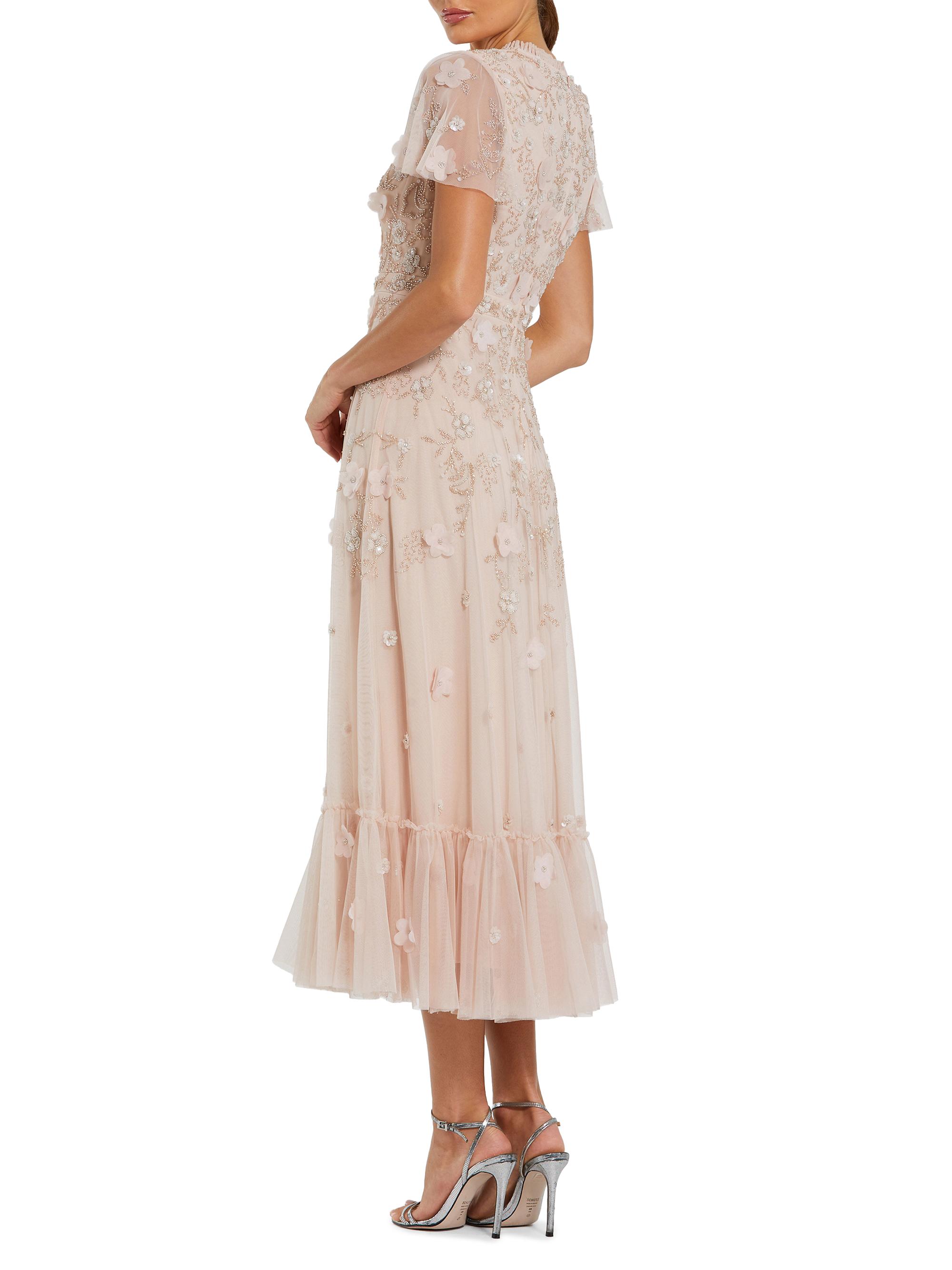 Mac Duggal Sequined Floral Tulle Midi-Dress | Saks Fifth Avenue