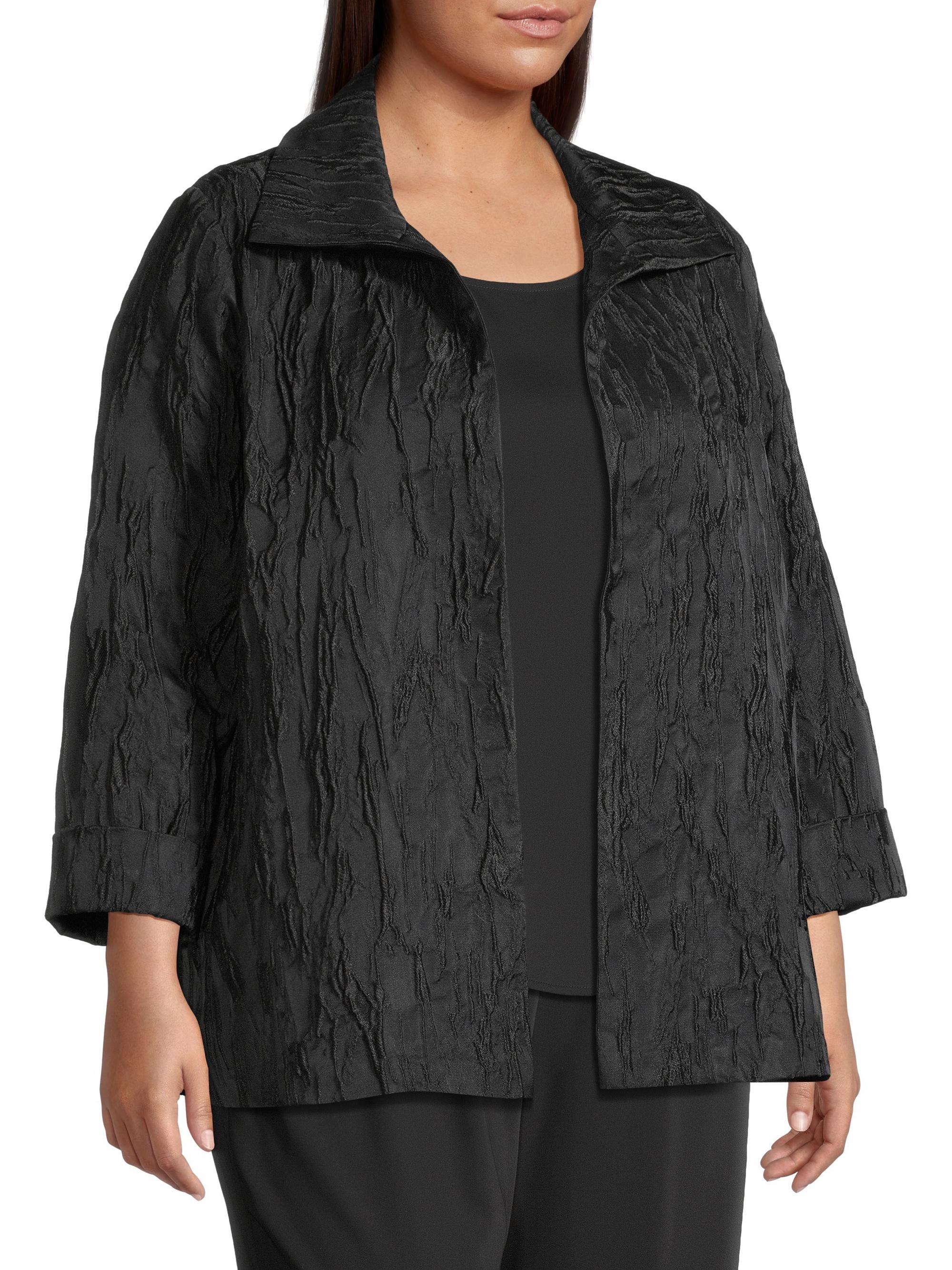 Caroline Rose Plus Textured Jacquard A-Line Jacket | Saks Fifth Avenue