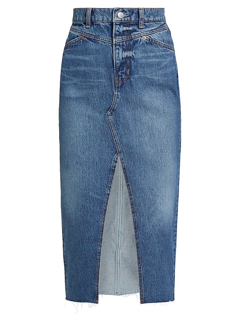 Shop Reformation Jagger Denim Midi-Skirt | Saks Fifth Avenue Shop Reformation Jagger Denim Midi-Skirt | Saks Fifth Avenue