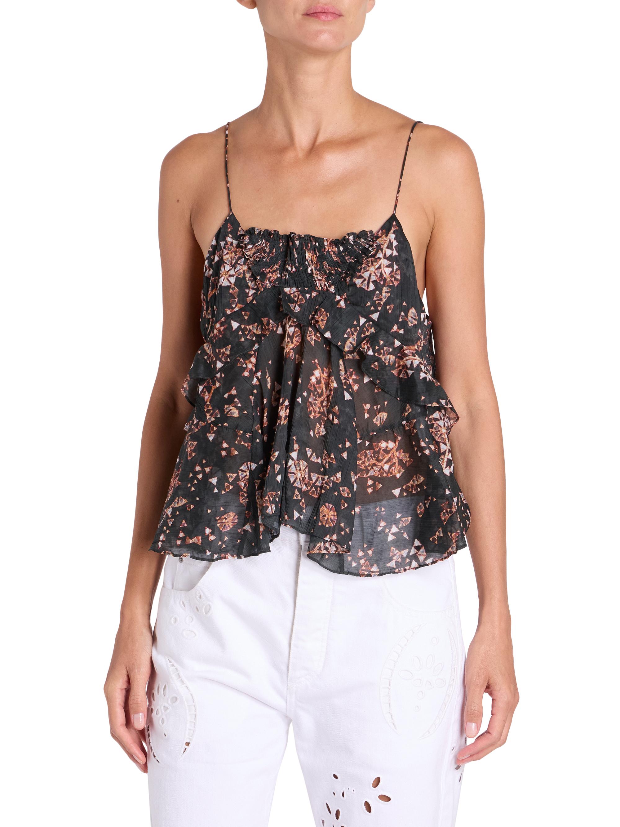 Isabel Marant Anissa Cotton-Silk Geometric Top | Saks Fifth Avenue