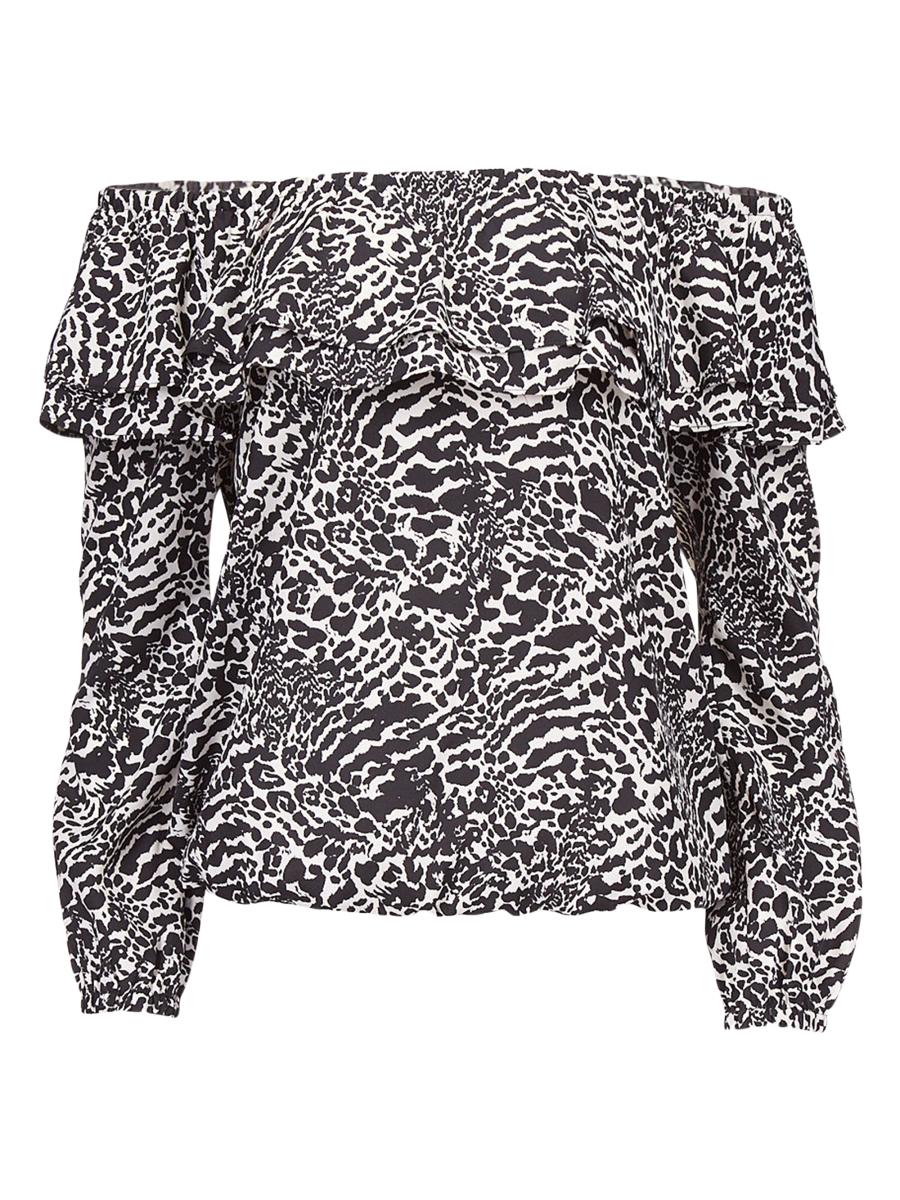 MICHAEL Michael Kors Animal-Print Crepe Off-The-Shoulder Peasant Top ...