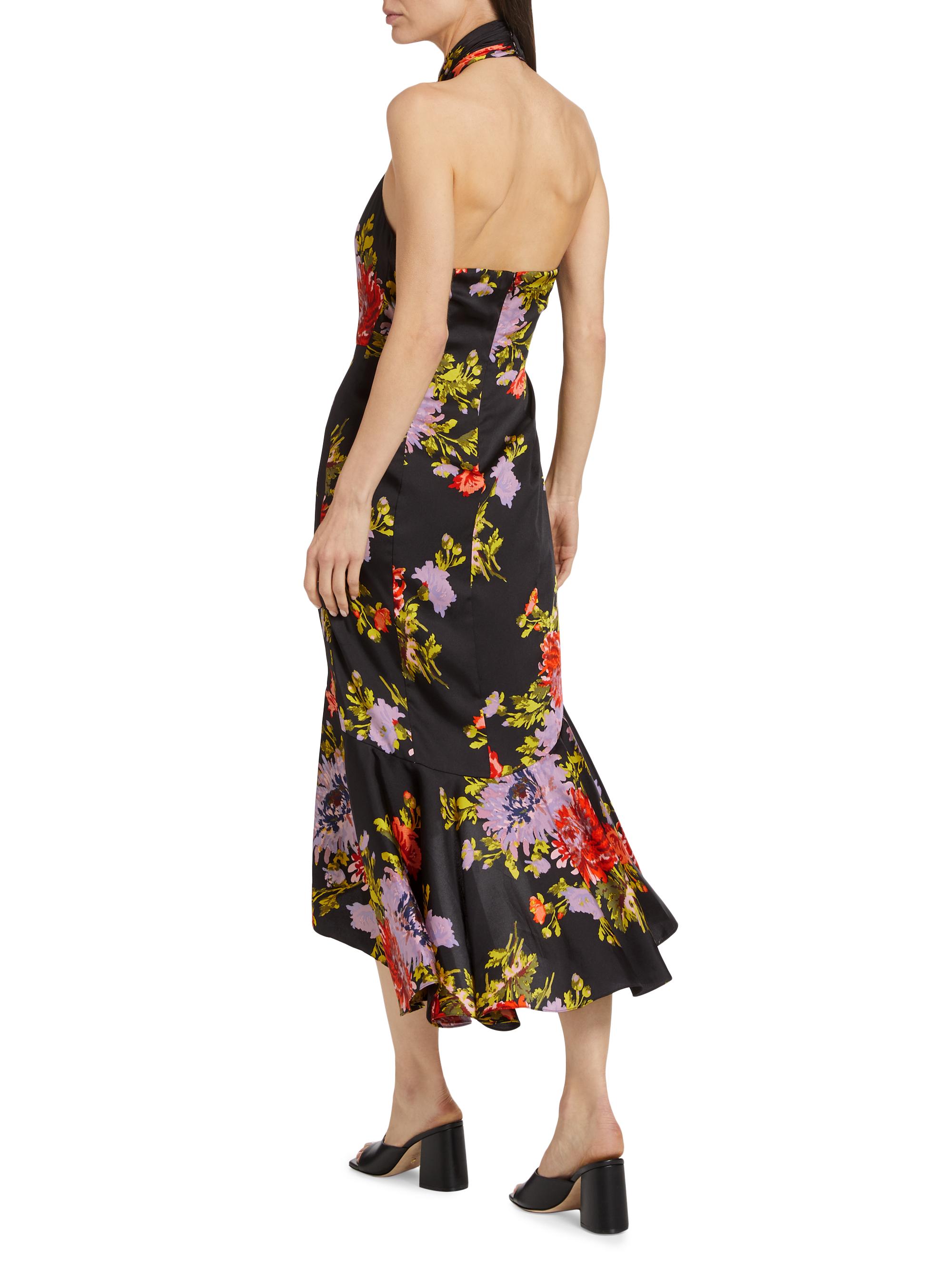 Cinq à Sept Josie Floral High-Low Halterneck Dress | Saks Fifth Avenue