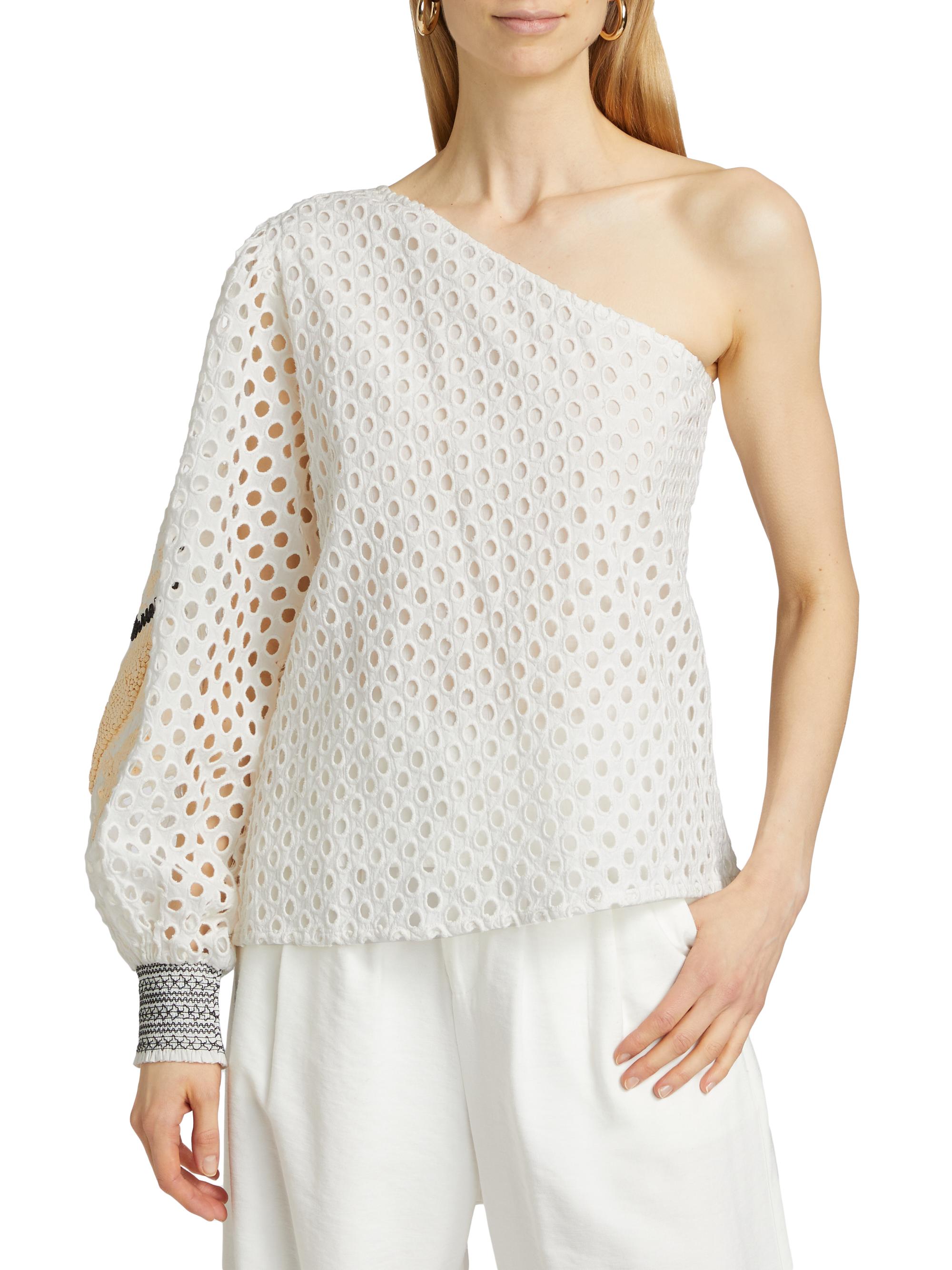 Marie Oliver Tish Eyelet One-Shoulder Top | Saks Fifth Avenue