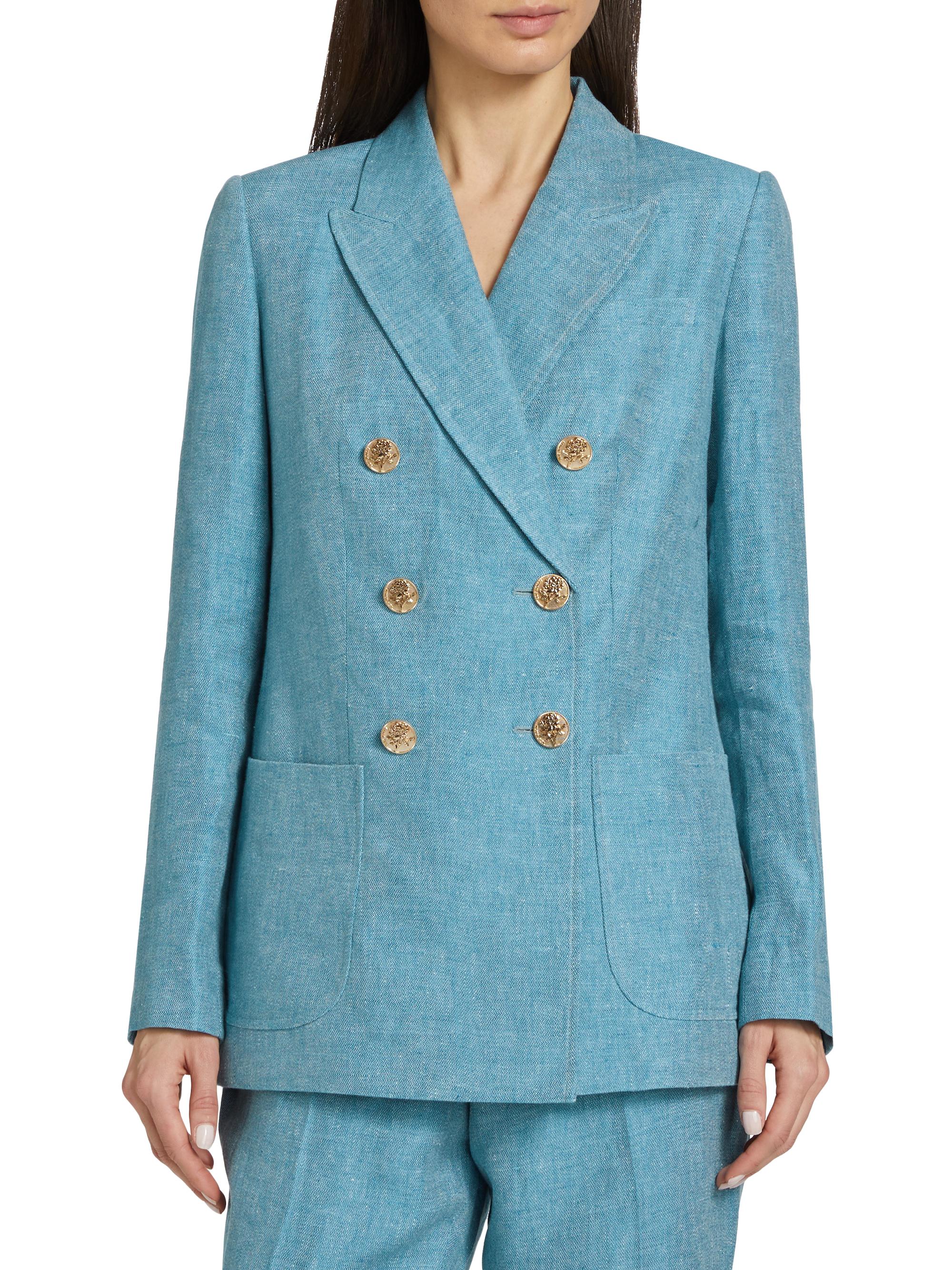 Elie Tahari Kenna Double-Breasted Linen Blazer | Saks Fifth Avenue