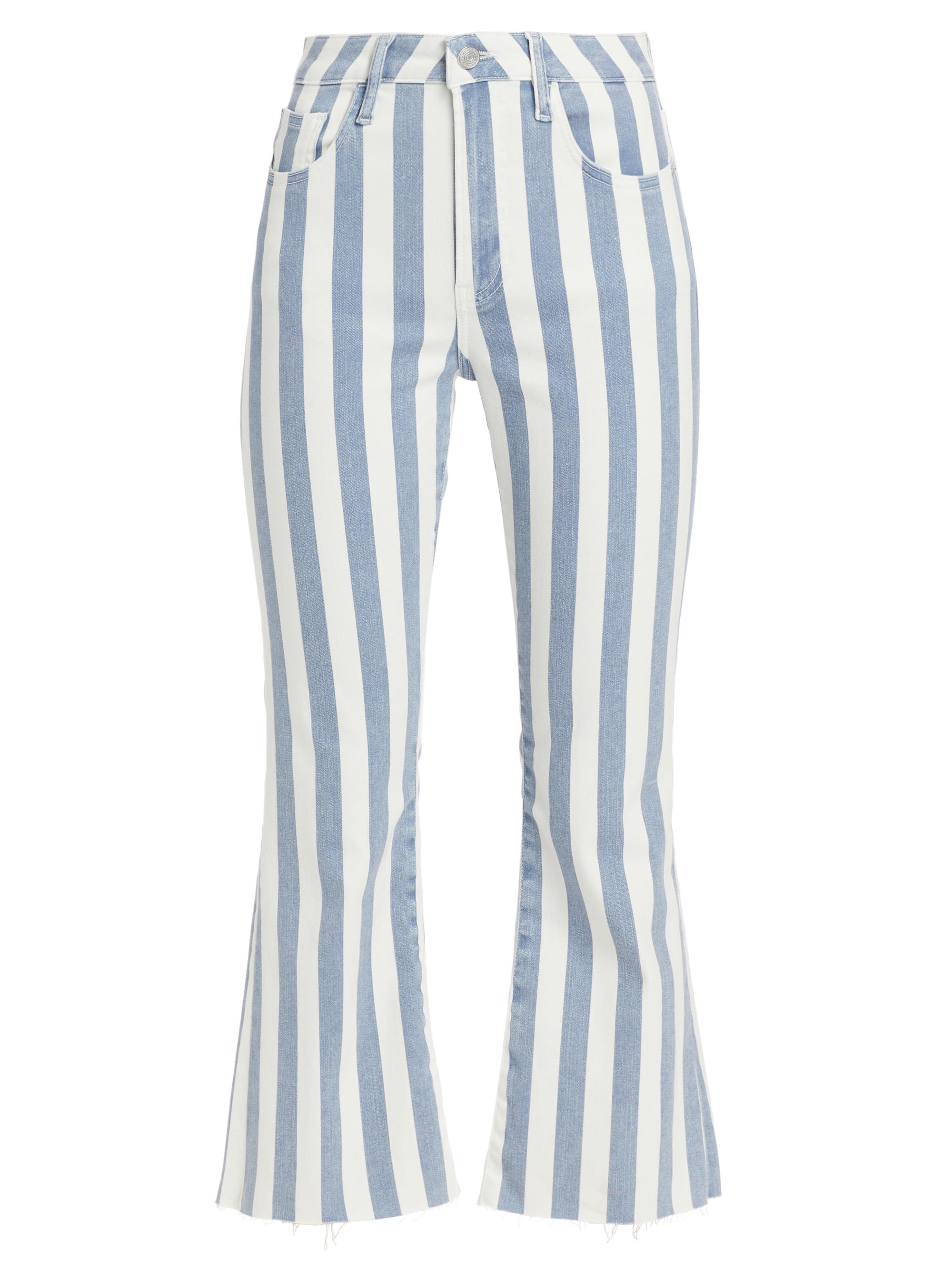 Frame Le Crop Striped High-Rise Cropped Boot-Cut Jeans | Saks Fifth Avenue