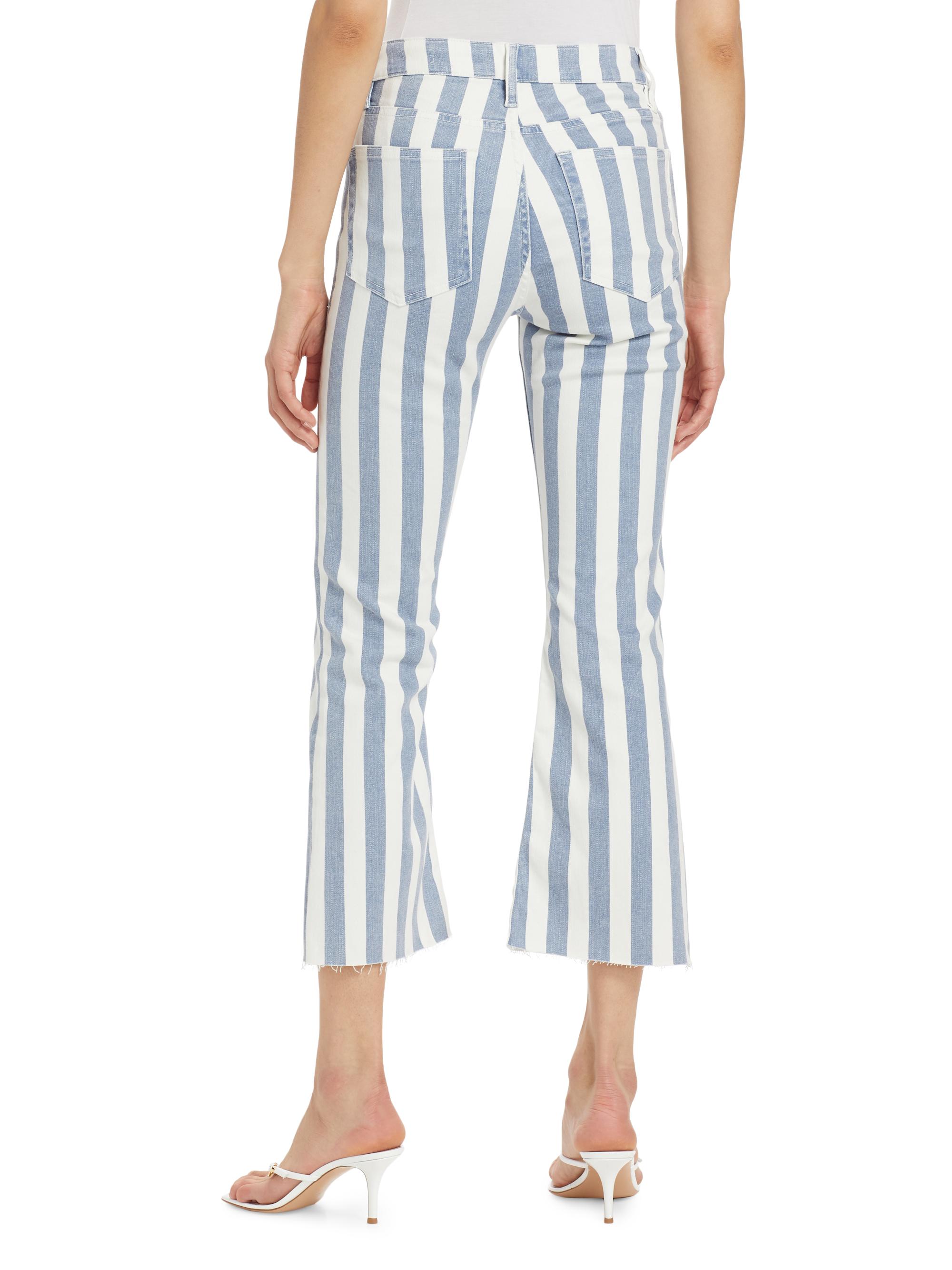 Frame Le Crop Striped High-Rise Cropped Boot-Cut Jeans | Saks Fifth Avenue