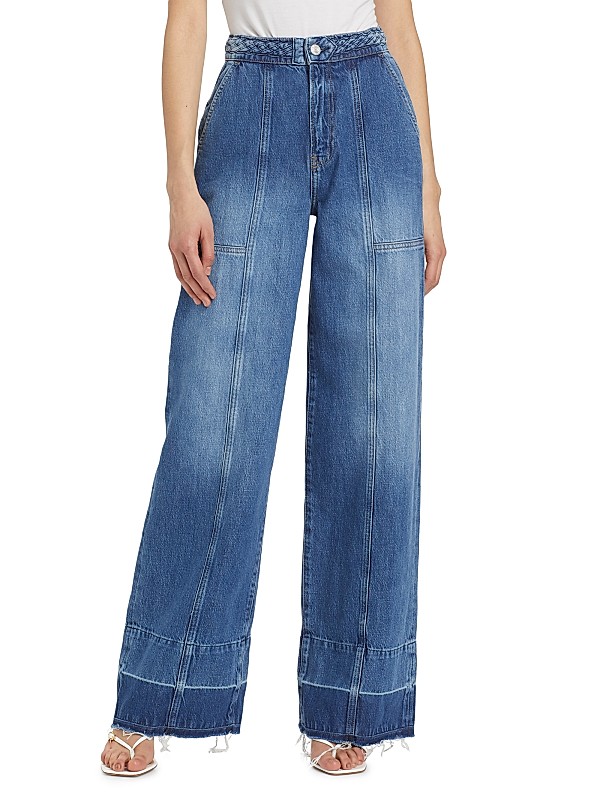 Shop Frame Braided High-Rise Wide-Leg Jeans | Saks Fifth Avenue Shop Frame Braided High-Rise Wide-Leg Jeans | Saks Fifth Avenue