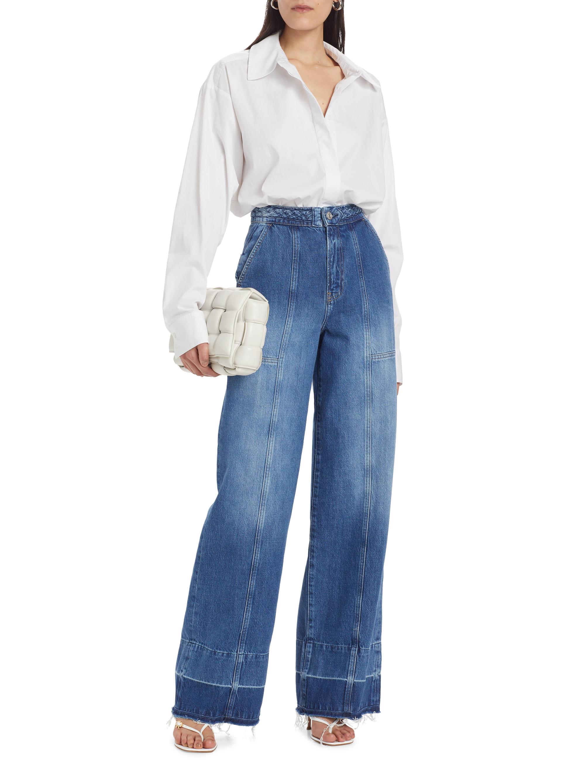FRAME Braided High-Rise Wide-Leg Jeans | Saks Fifth Avenue