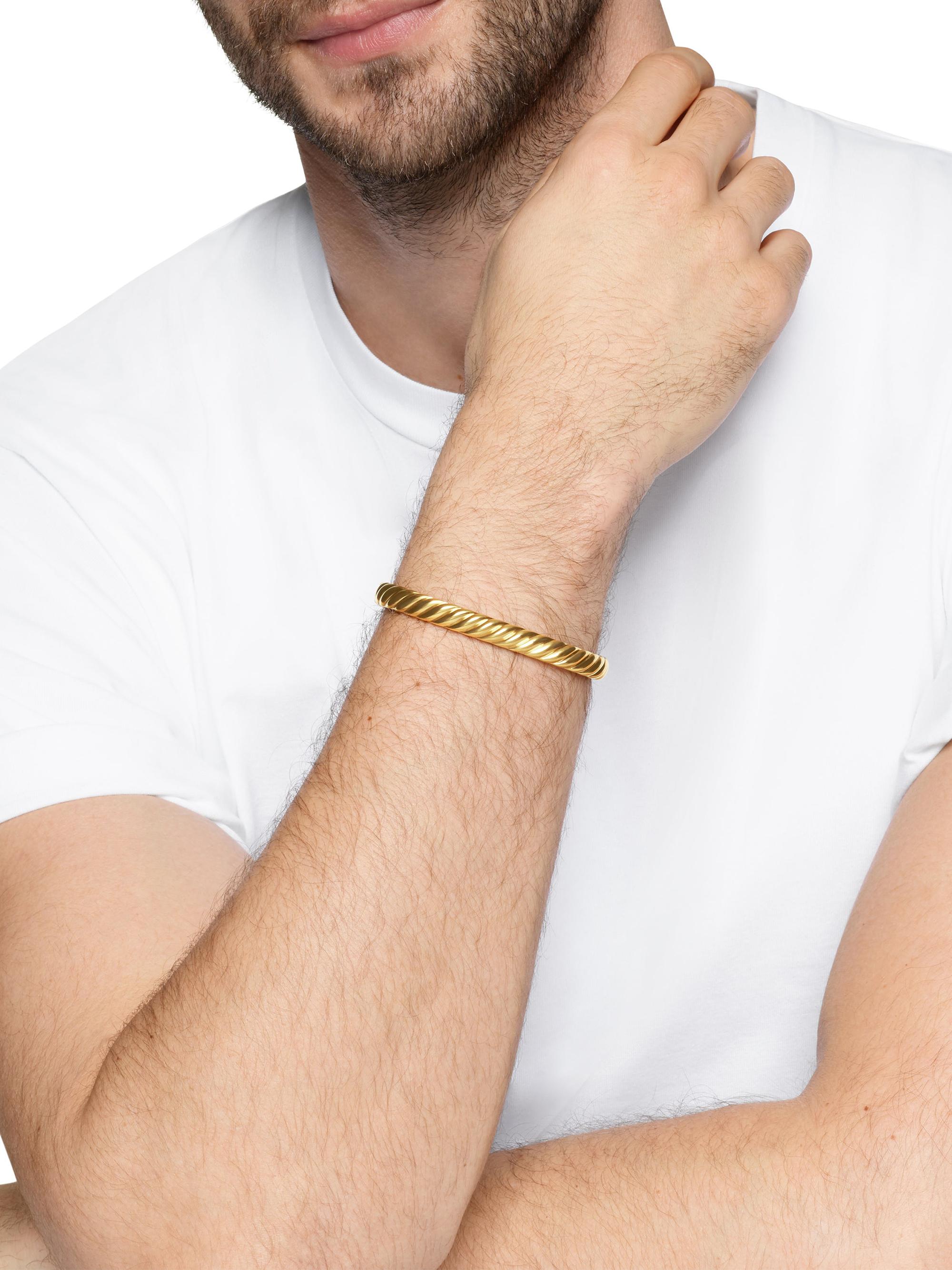 David Yurman Sculpted Cable Cuff Bracelet in 18K Yellow Gold, 7MM ...