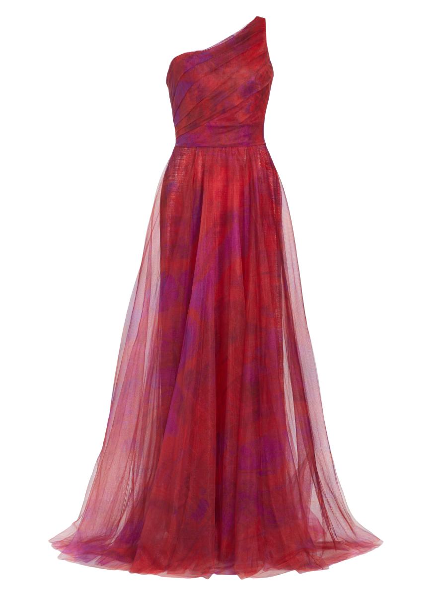Rene Ruiz Collection Draped Printed One-Shoulder Gown | Saks Fifth Avenue