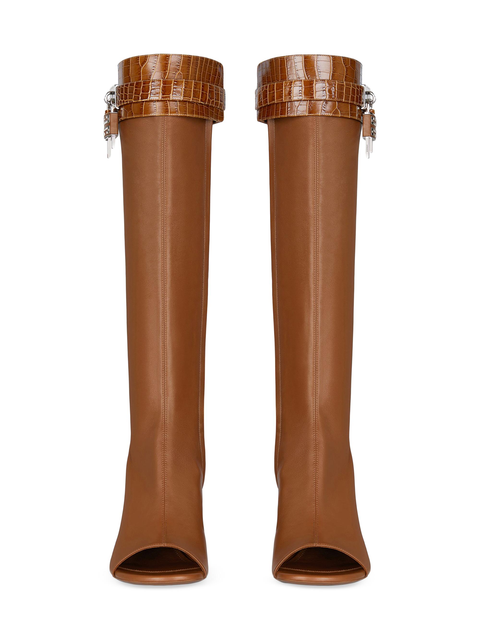 Givenchy Shark Lock Stiletto Sandal Boots in Leather | Saks Fifth Avenue