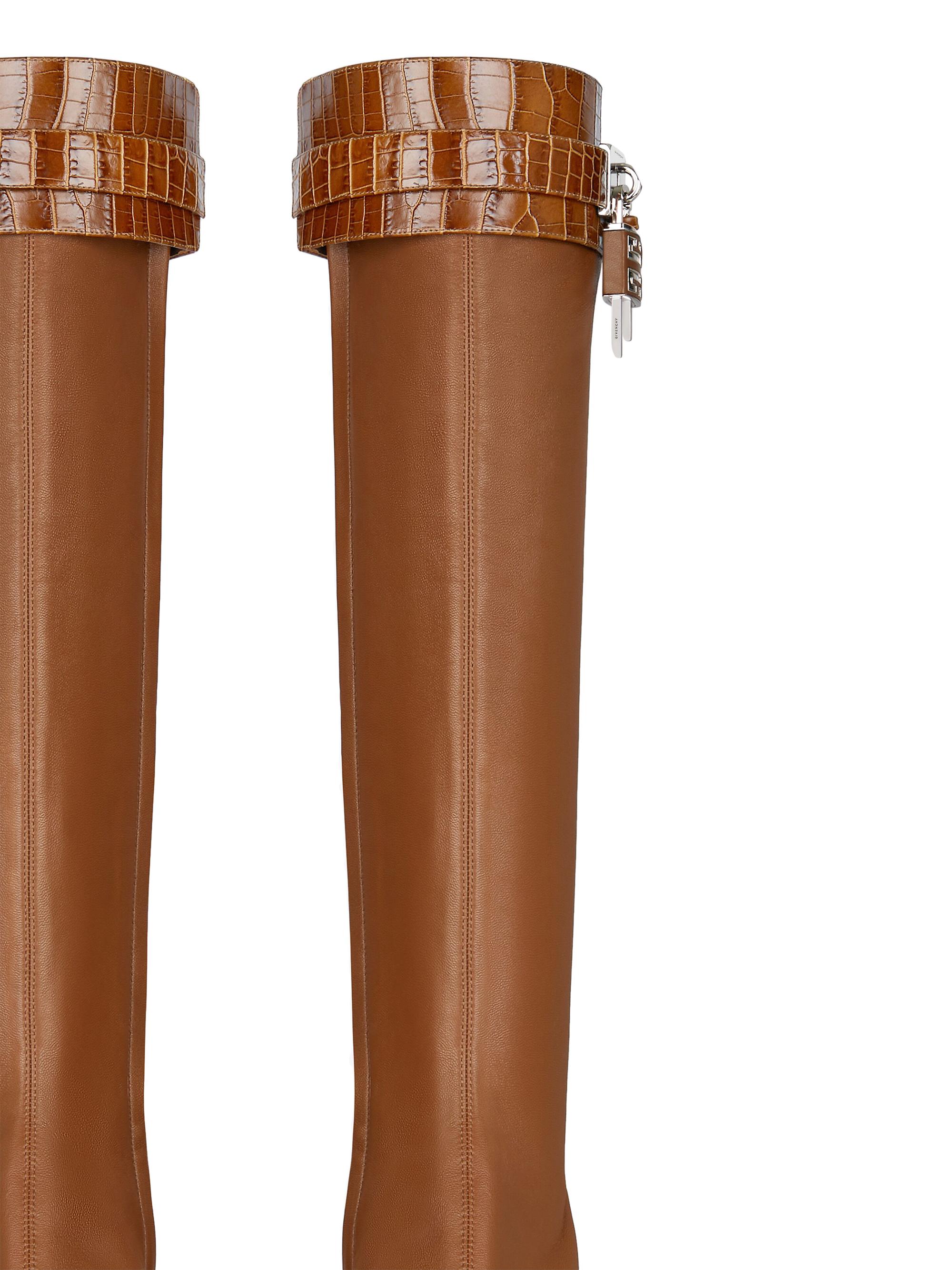 Givenchy Shark Lock Stiletto Sandal Boots in Leather | Saks Fifth Avenue