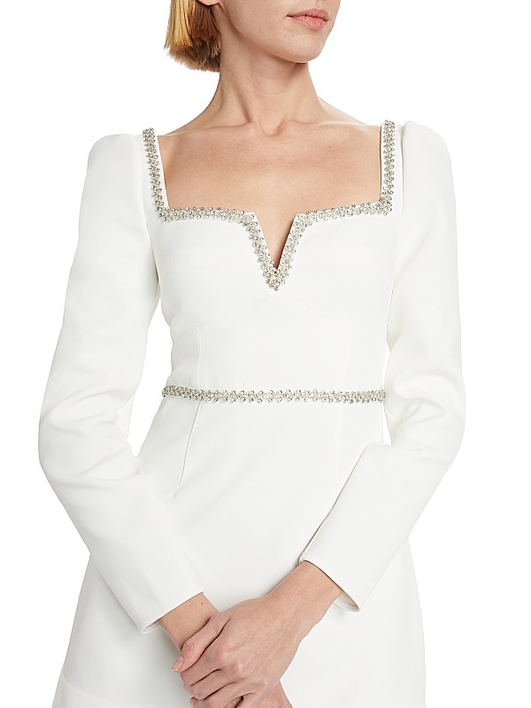 Shop Self-Portrait Bonded Crêpê Embellished Flounce Shop Self-Portrait Bonded Crêpê Embellished Flounce