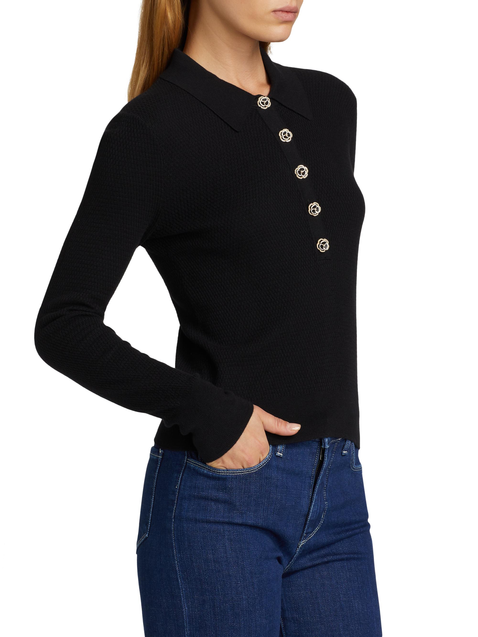 L'AGENCE Sterling Jeweled Button Sweater | Saks Fifth Avenue