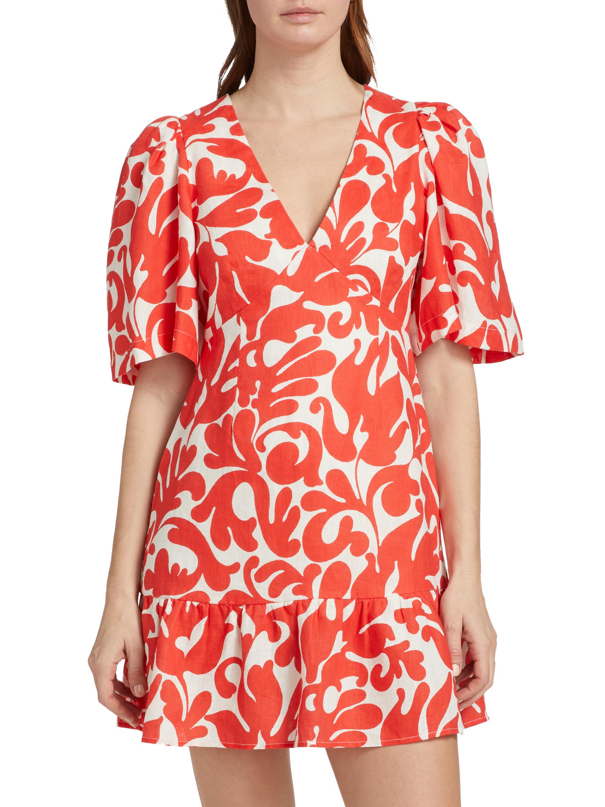 Rhode Mariana Floral Linen Minidress | Saks Fifth Avenue