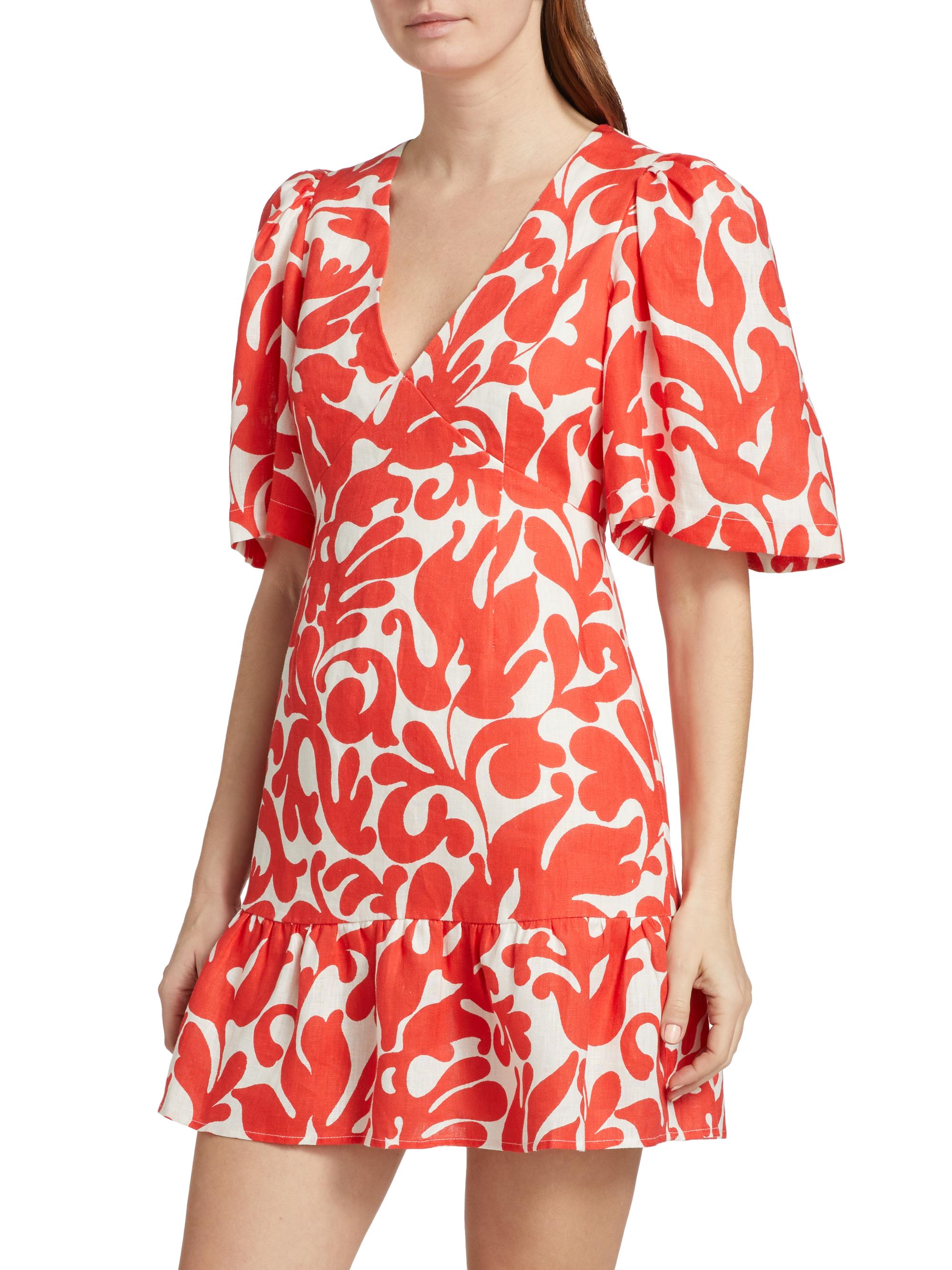 Rhode Mariana Floral Linen Minidress | Saks Fifth Avenue