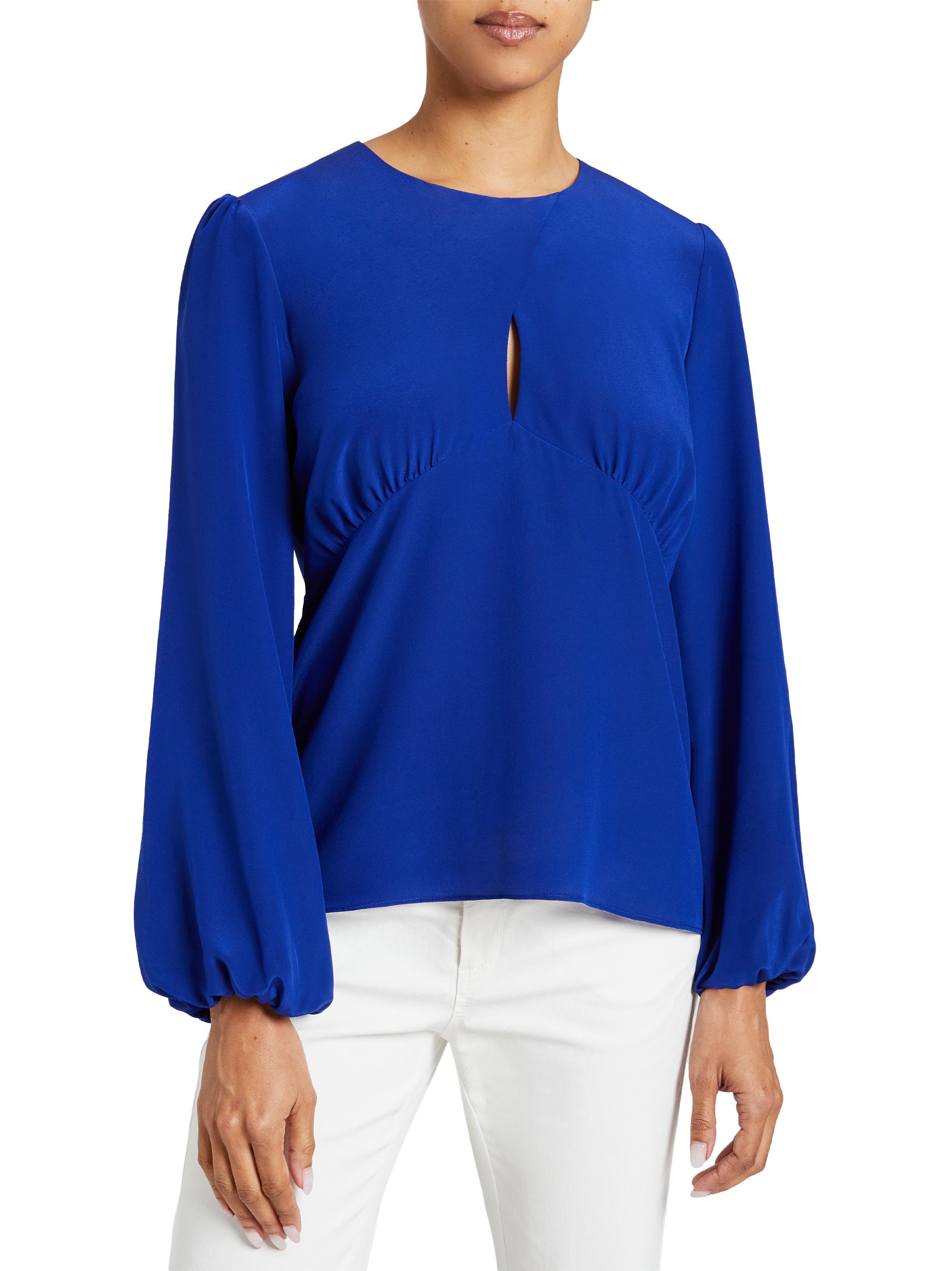 Santorelli Lyra Crossover Keyhole Silk Blouse | Saks Fifth Avenue