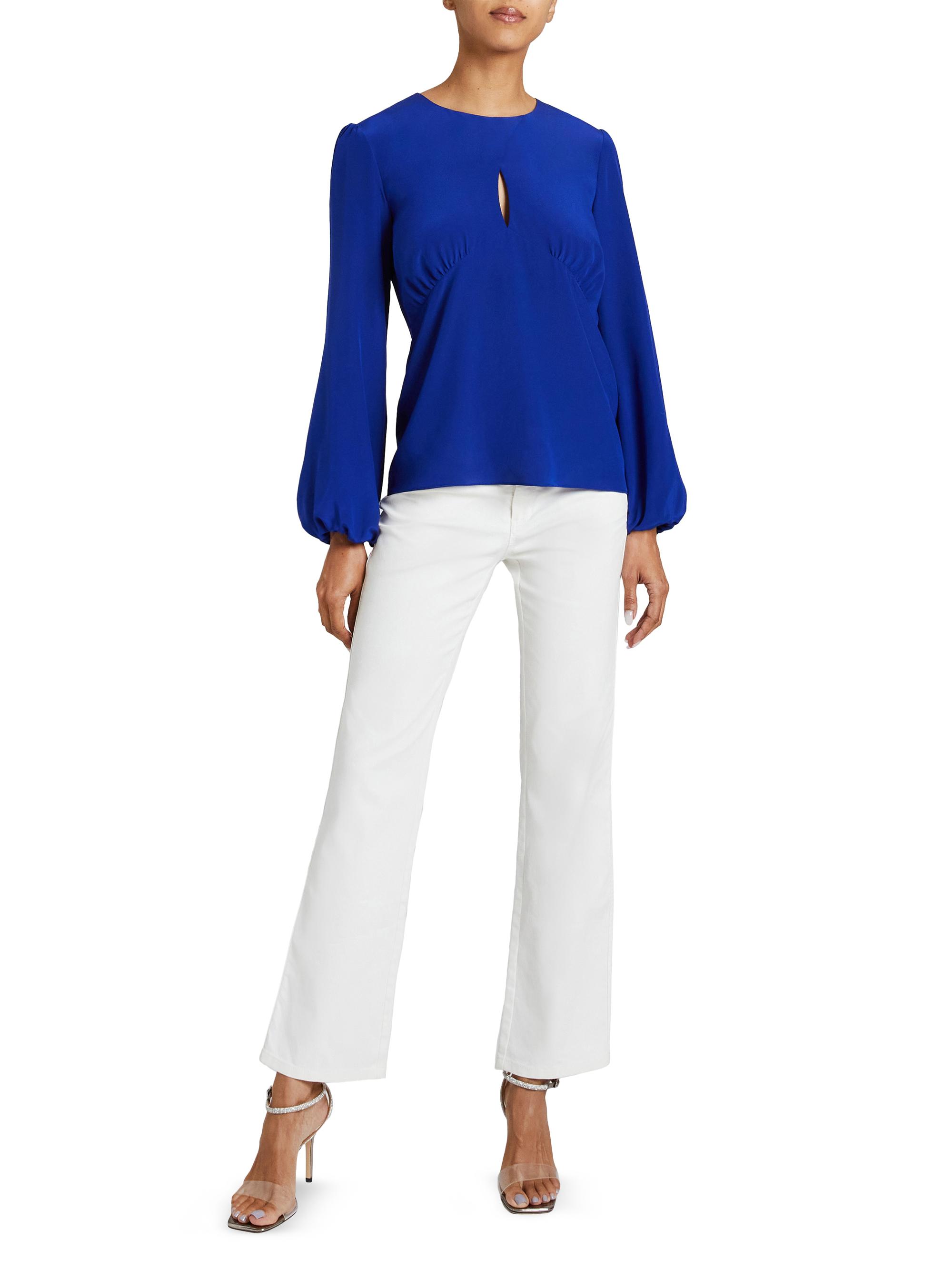Santorelli Lyra Crossover Keyhole Silk Blouse | Saks Fifth Avenue
