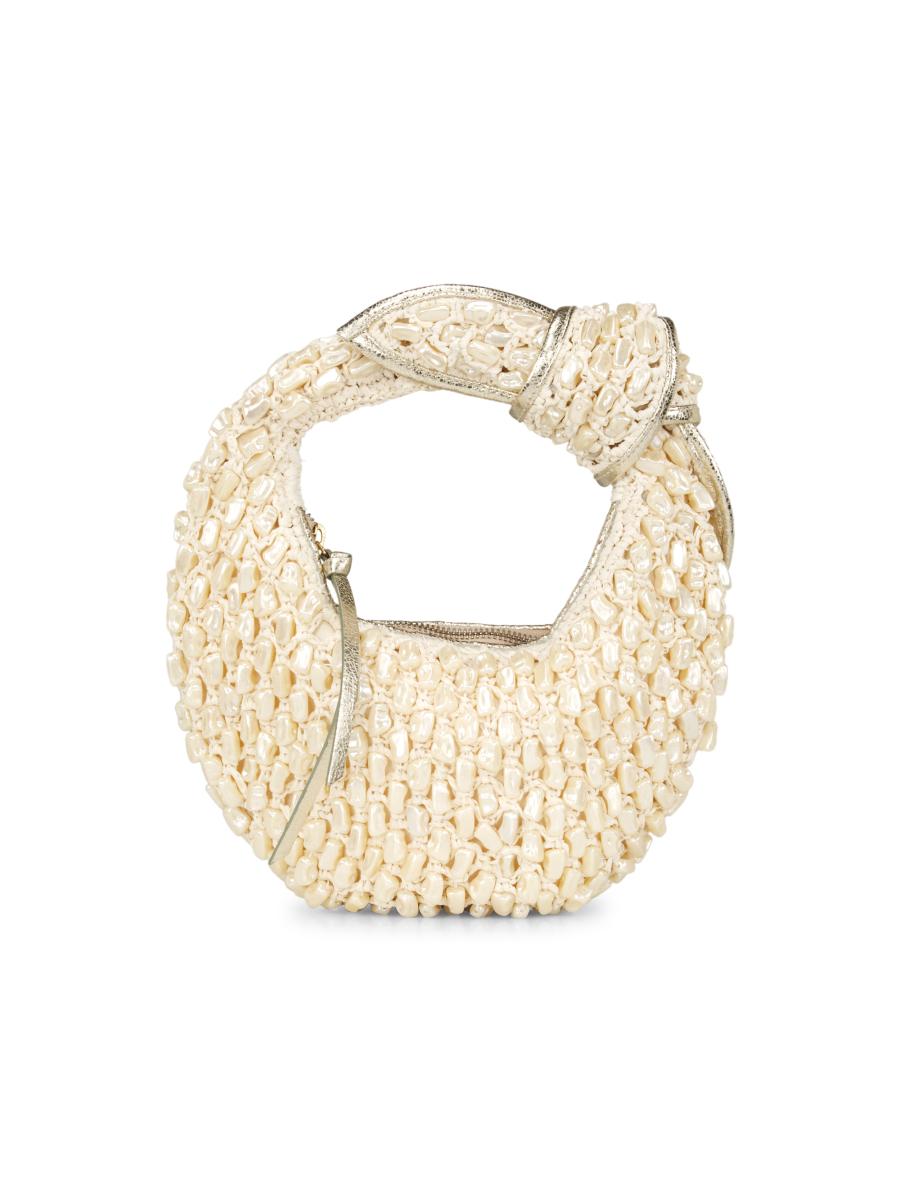 Poolside Artisanal Raffia & Imitation Pearl Top Handle Bag | Saks Fifth ...