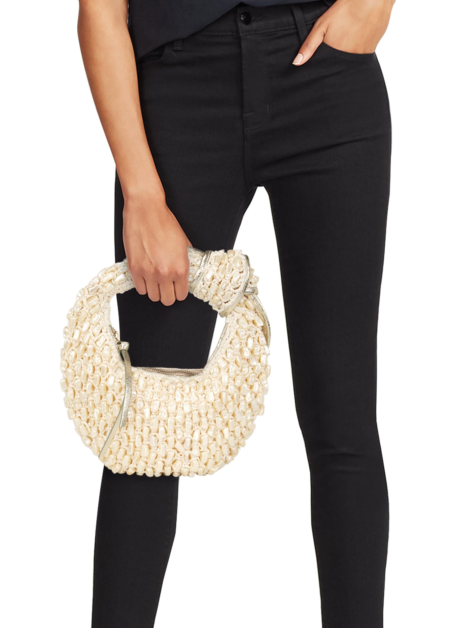 Poolside Artisanal Raffia & Imitation Pearl Top Handle Bag | Saks Fifth ...