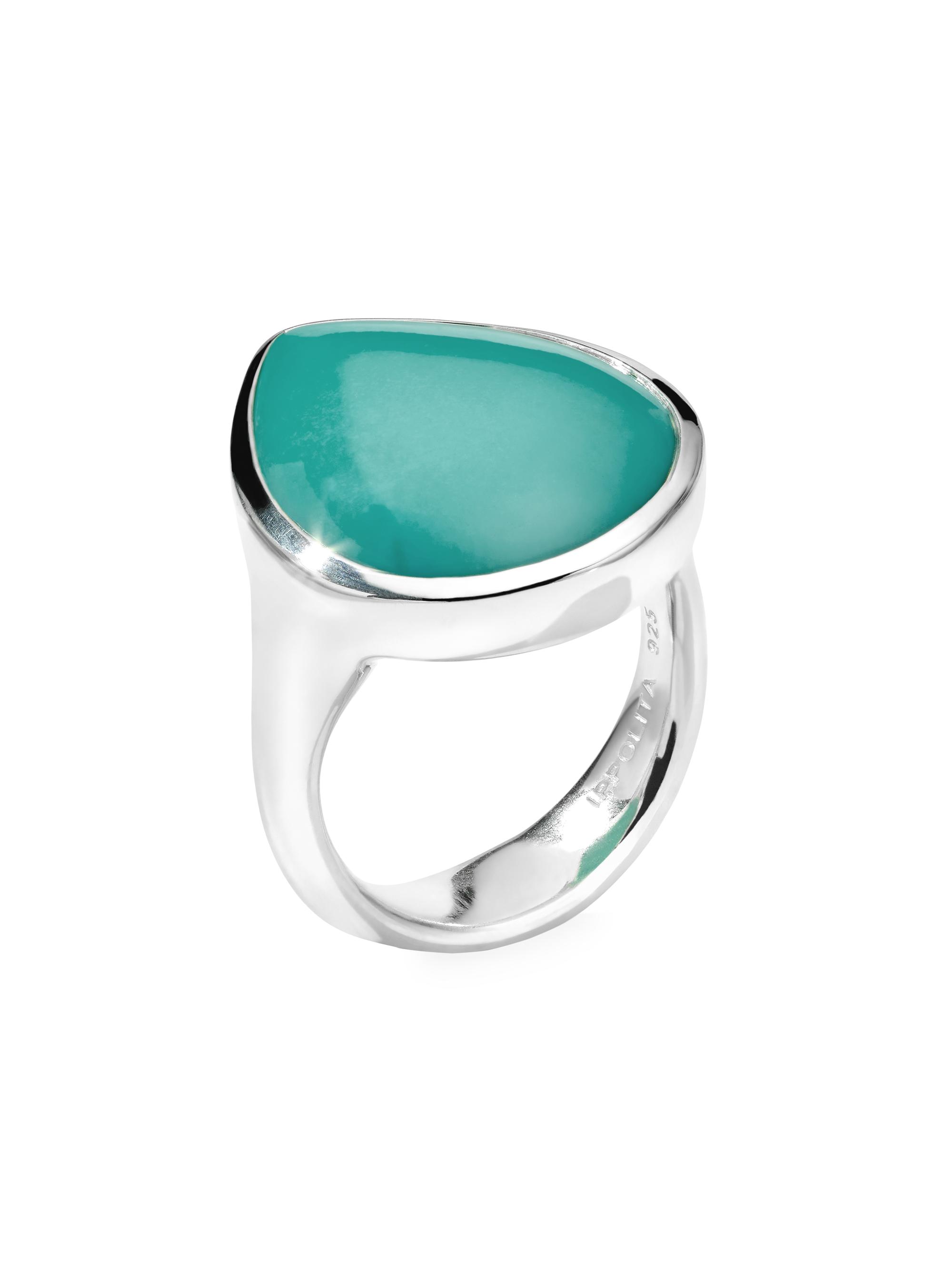 Shop Ippolita Polished Rock Candy Ondine Sculptured Teardrop Sterling Silver & Turquoise Ring ...