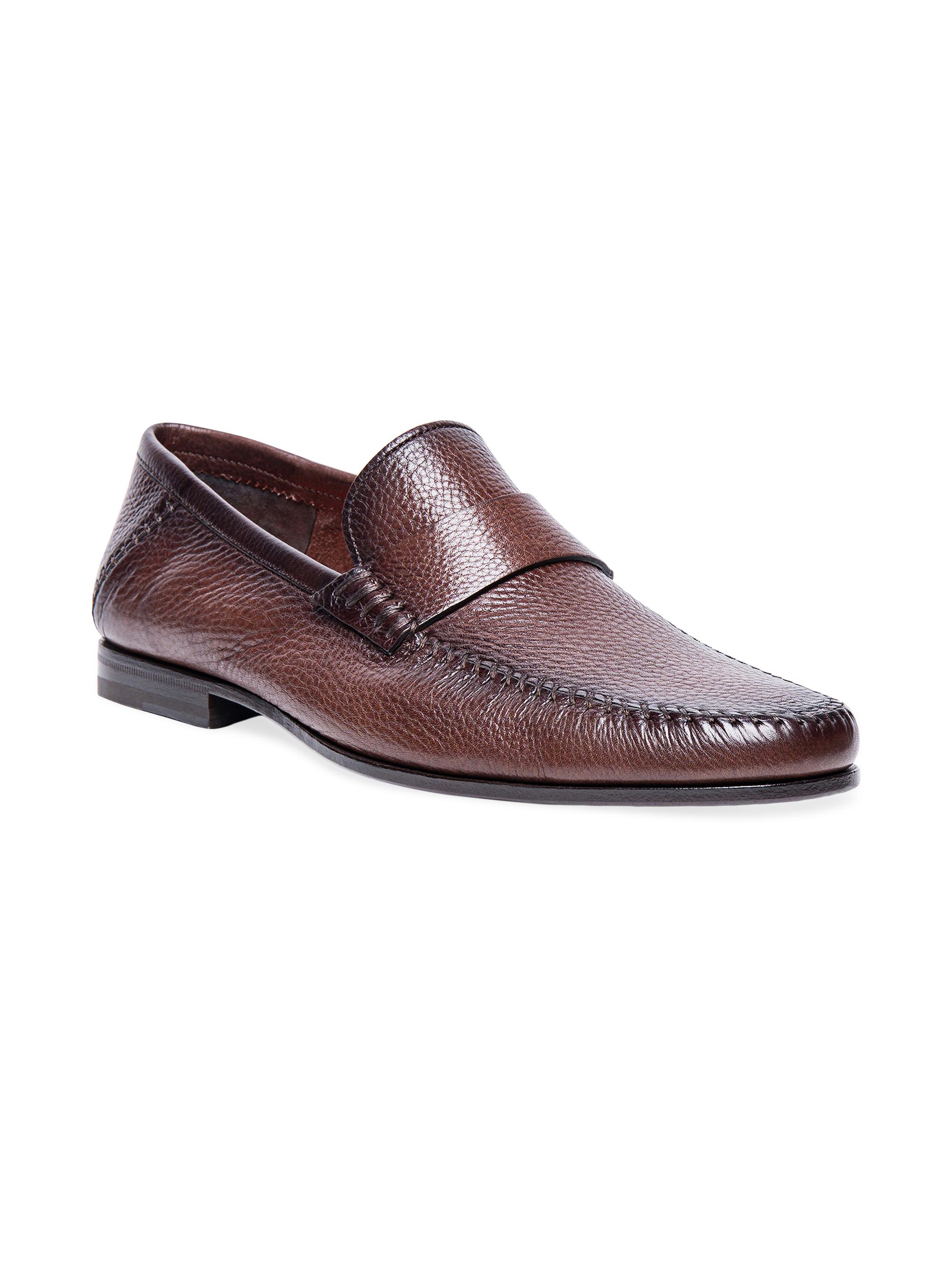 Santoni Paine Tumbled Leather Loafers | Saks Fifth Avenue
