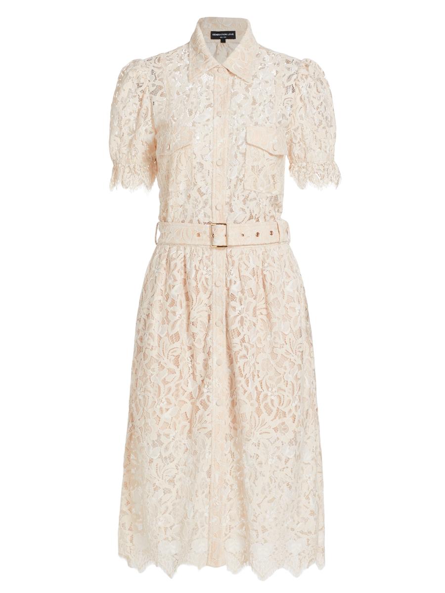 Generation Love Claudia Belted Lace Midi-Dress | Saks Fifth Avenue