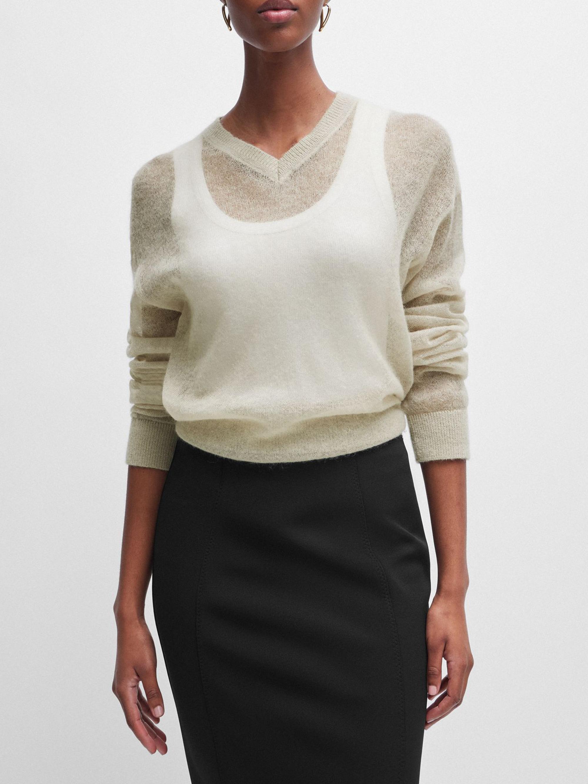 BOSS V-Neck Sweater in a Sheer Knit | Saks Fifth Avenue