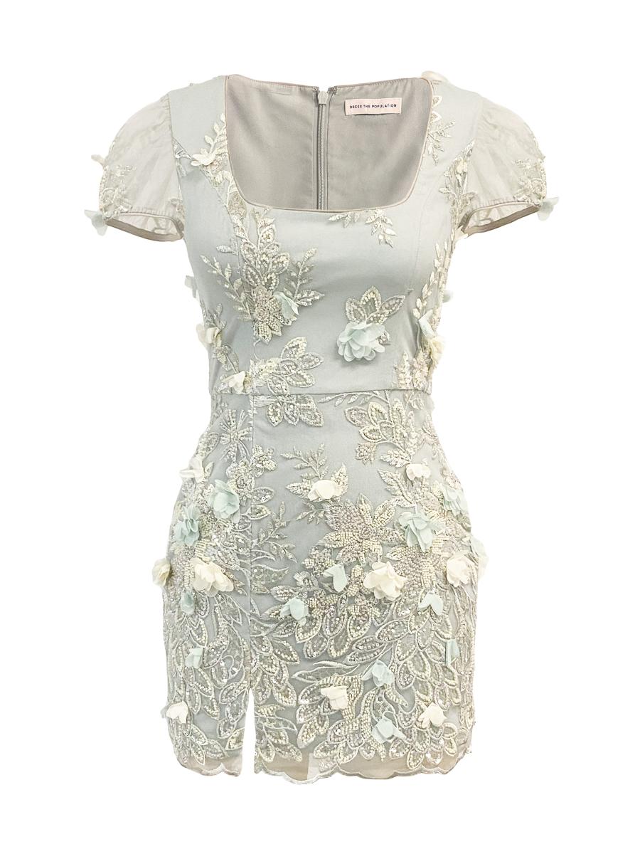 Dress The Population Summer Jillian Appliquè Minidress | Saks Fifth Avenue