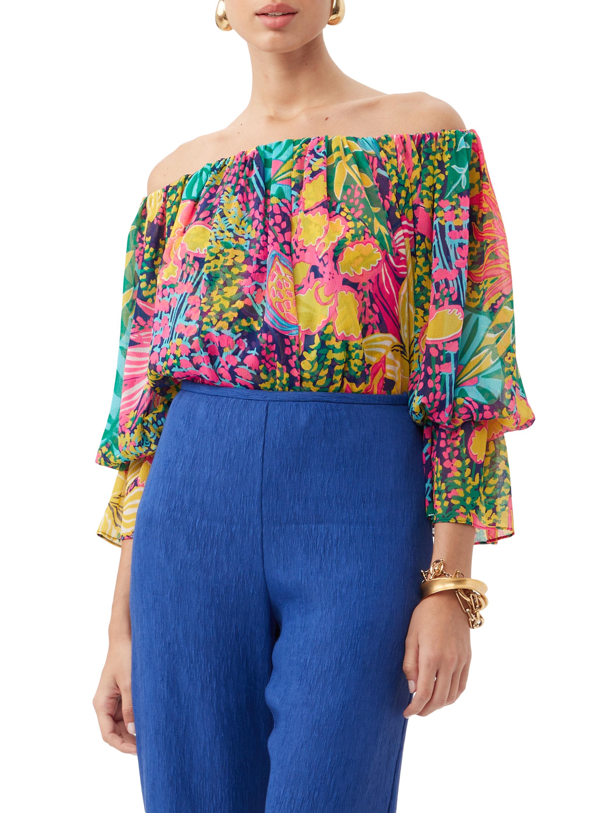 Trina Turk Cowrie Gathered Chiffon Top | Saks Fifth Avenue