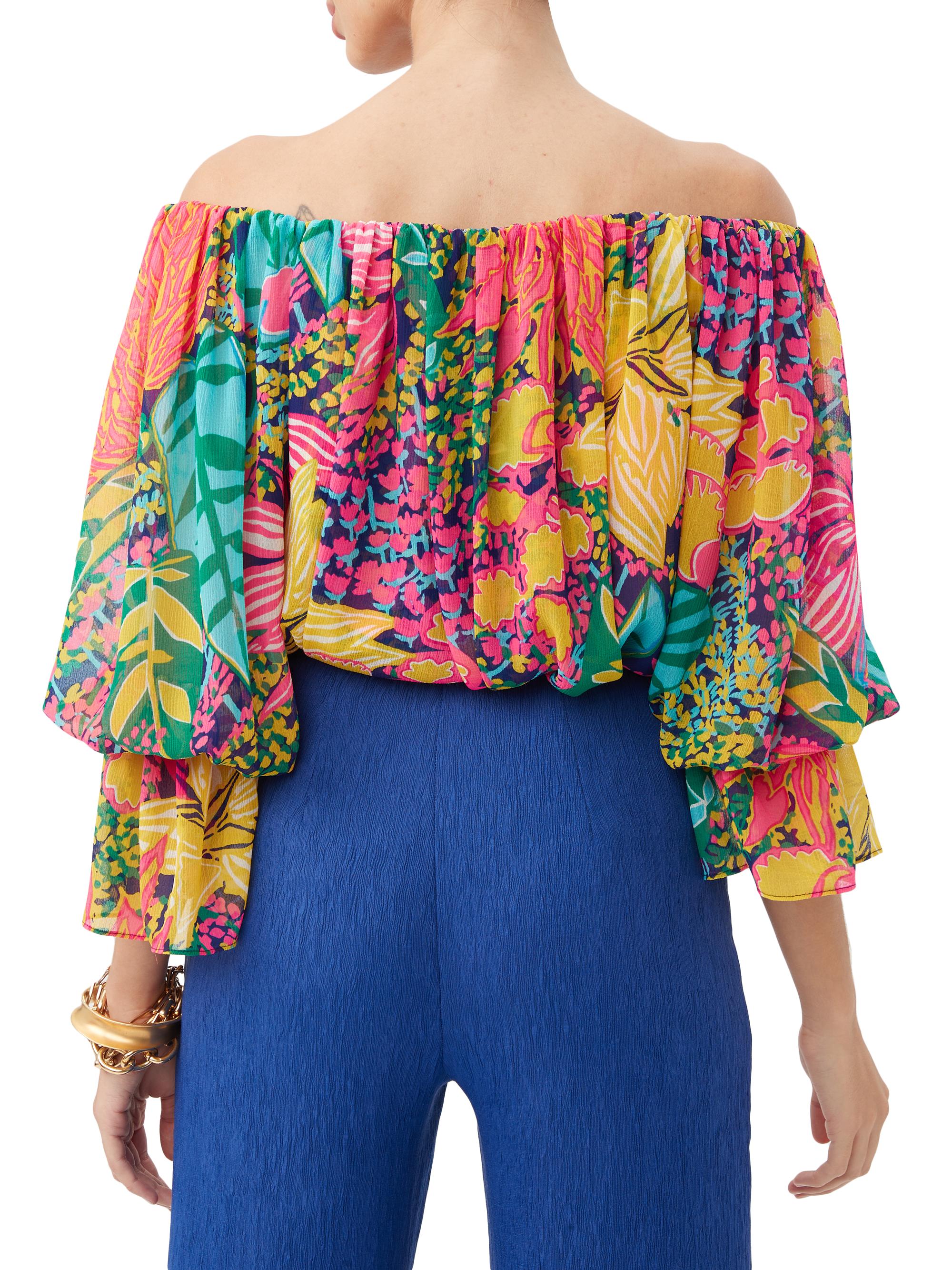 Trina Turk Cowrie Gathered Chiffon Top | Saks Fifth Avenue