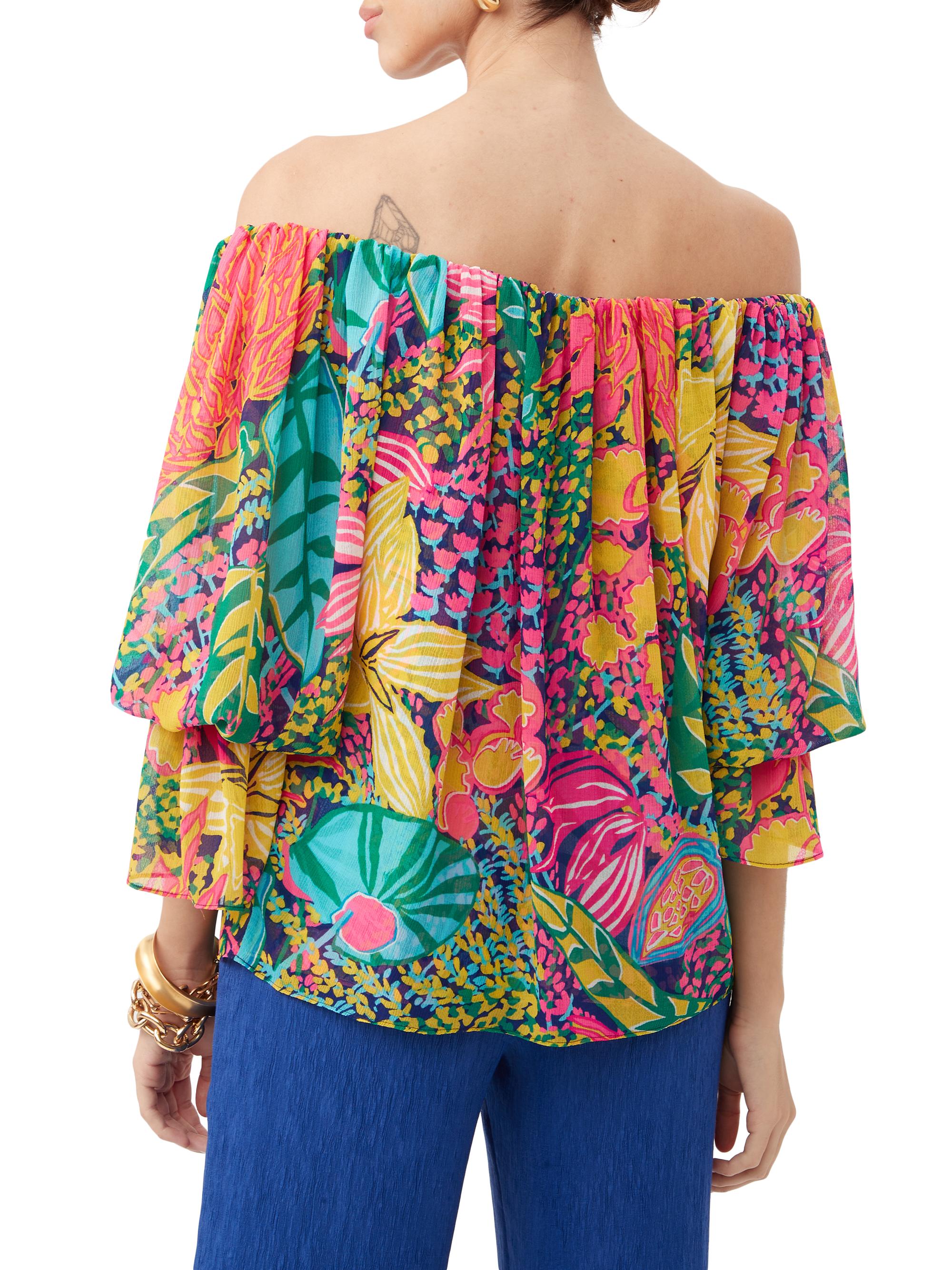 Trina Turk Cowrie Gathered Chiffon Top | Saks Fifth Avenue