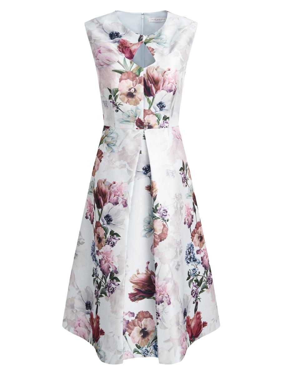 Kay Unger Rue Floral Metallic Organza A-Line Midi-Dress | Saks Fifth Avenue