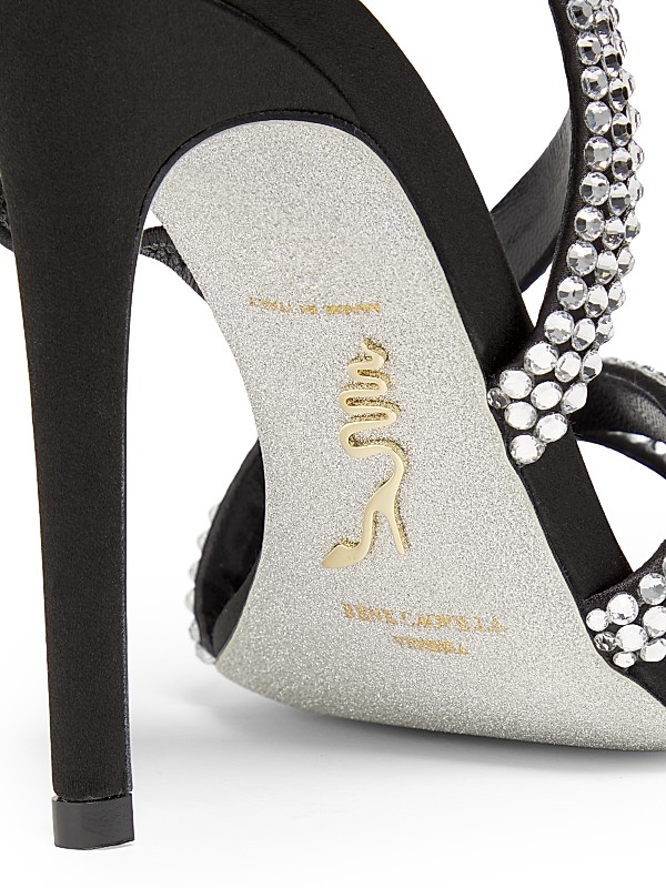 Shop Rene Caovilla Juniper 100MM Studded Satin High-Heel Shop Rene Caovilla Juniper 100MM Studded Satin High-Heel