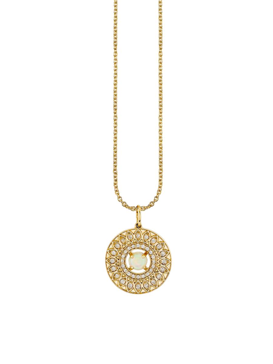 Sydney Evan Under The Sea 14K Yellow Gold, Opal & 0.16 TCW Diamond Pendant Necklace | Saks Fifth ...