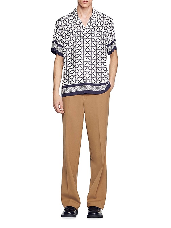 Shop Sandro Square Cross Short-Sleeved Shirt | Saks Fifth Avenue Shop Sandro Square Cross Short-Sleeved Shirt | Saks Fifth Avenue