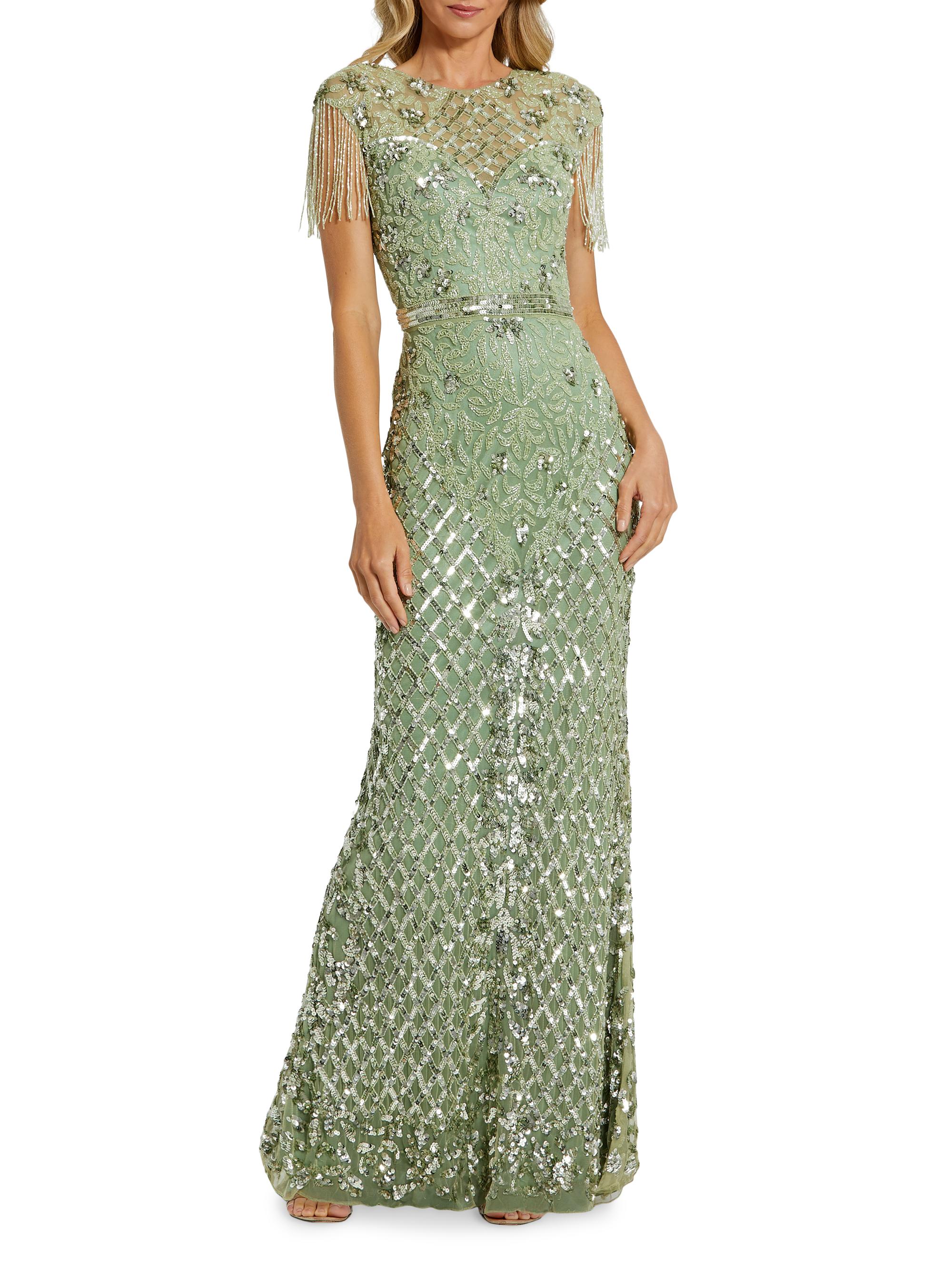 Mac Duggal Beaded Fringe Gown | Saks Fifth Avenue