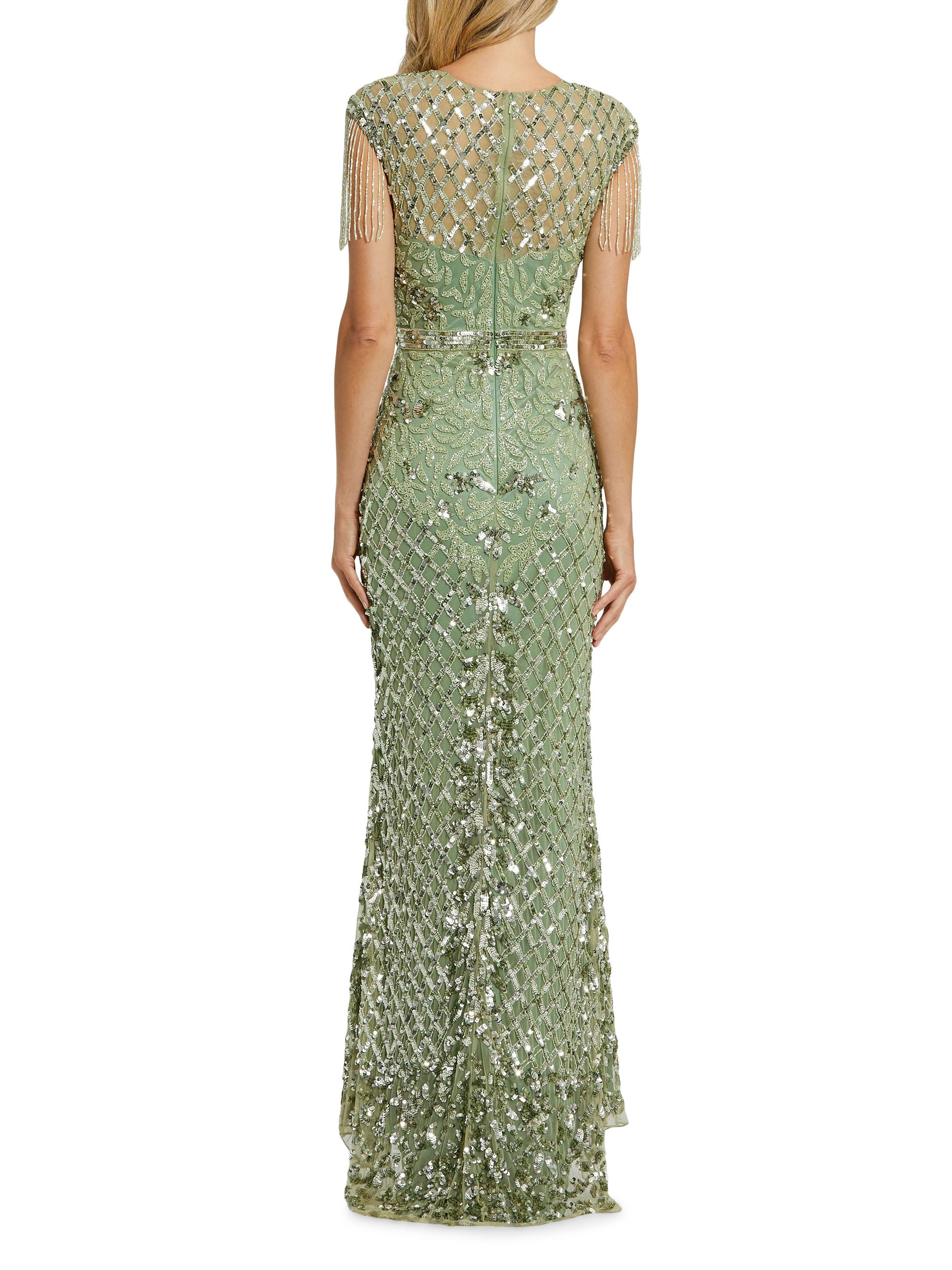 Mac Duggal Beaded Fringe Gown | Saks Fifth Avenue