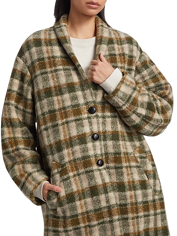 Shop Isabel Marant Étoile Gabriel Check Wool-Blend Coat Shop Isabel Marant Étoile Gabriel Check Wool-Blend Coat