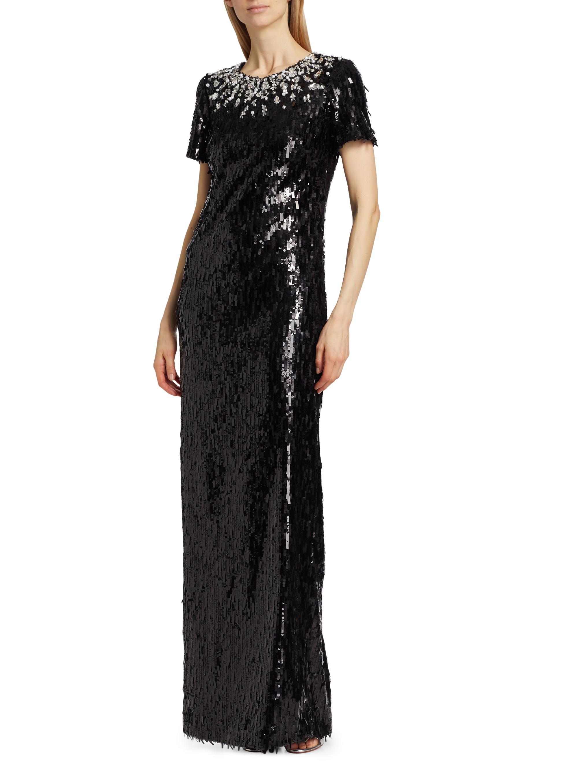 Pamella Roland Embellished Neckline Sequined Gown | Saks Fifth Avenue