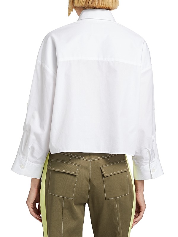 Shop TWP Next Ex Shadow Striped Cotton Crop Shirt | Saks Shop TWP Next Ex Shadow Striped Cotton Crop Shirt | Saks