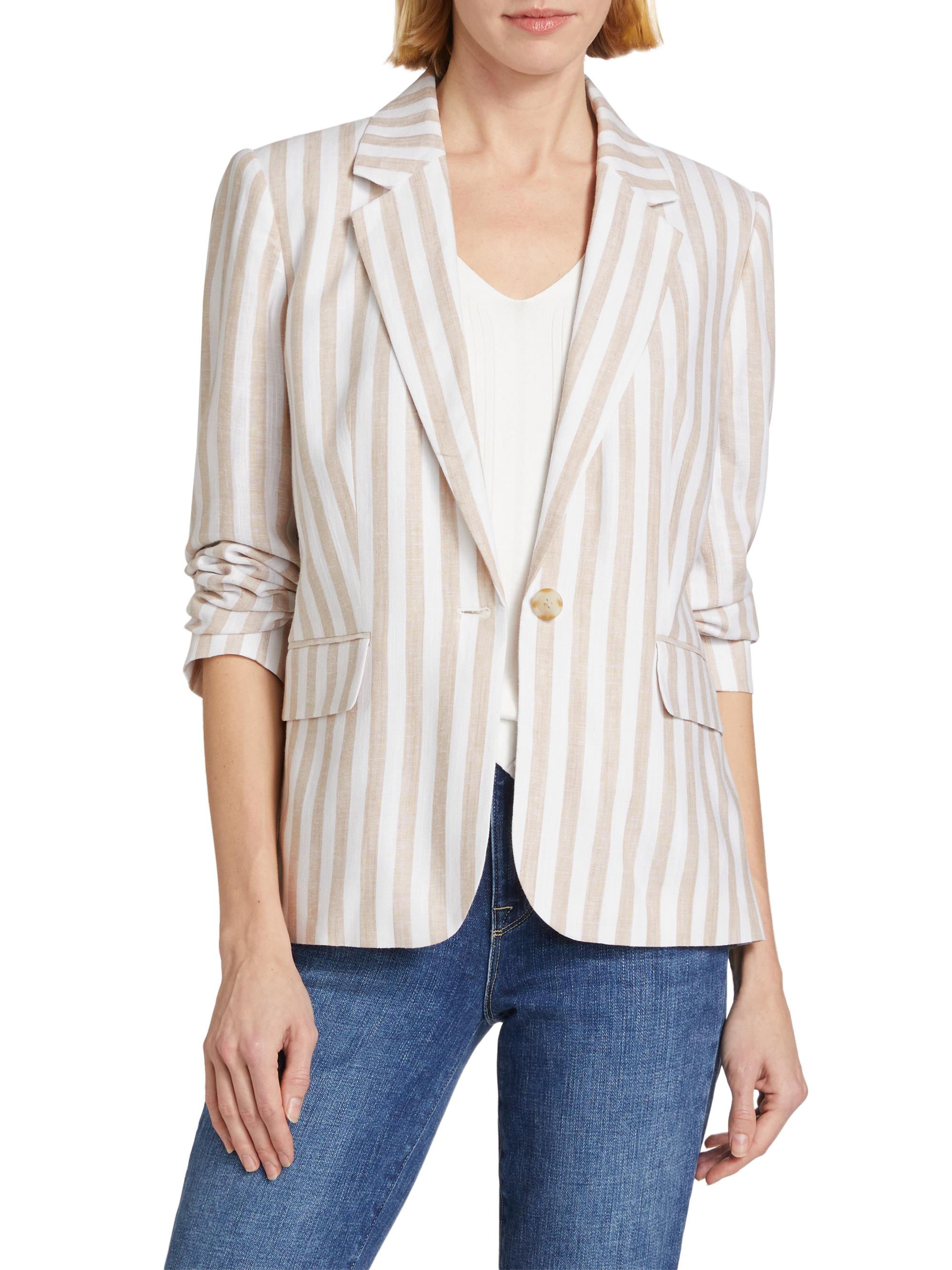 Elie Tahari Helena Striped Linen-Blend Blazer | Saks Fifth Avenue