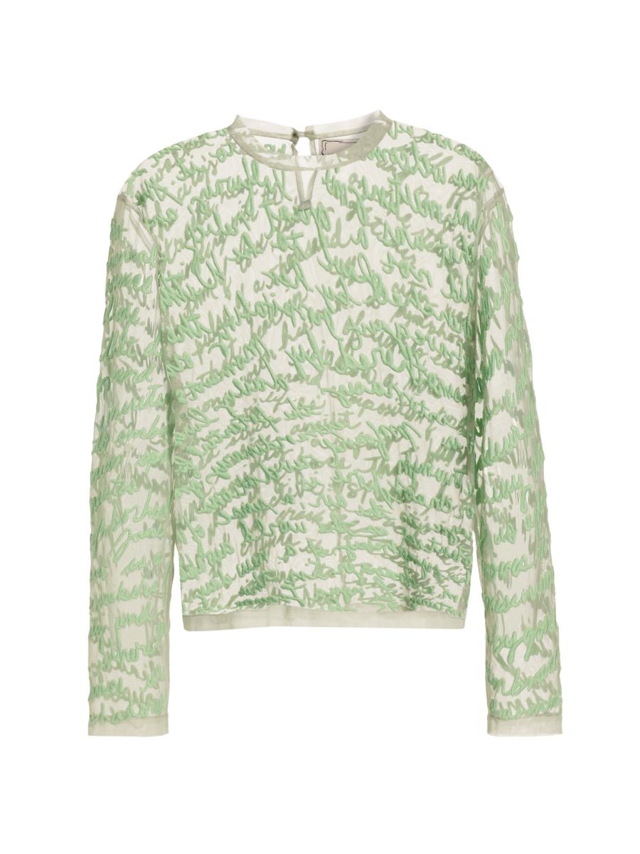 Lingua Franca Sheer Script Top | Saks Fifth Avenue