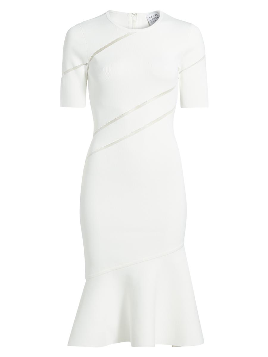 Hervé Léger Beth Sheer Stripe Fluted Dress | Saks Fifth Avenue