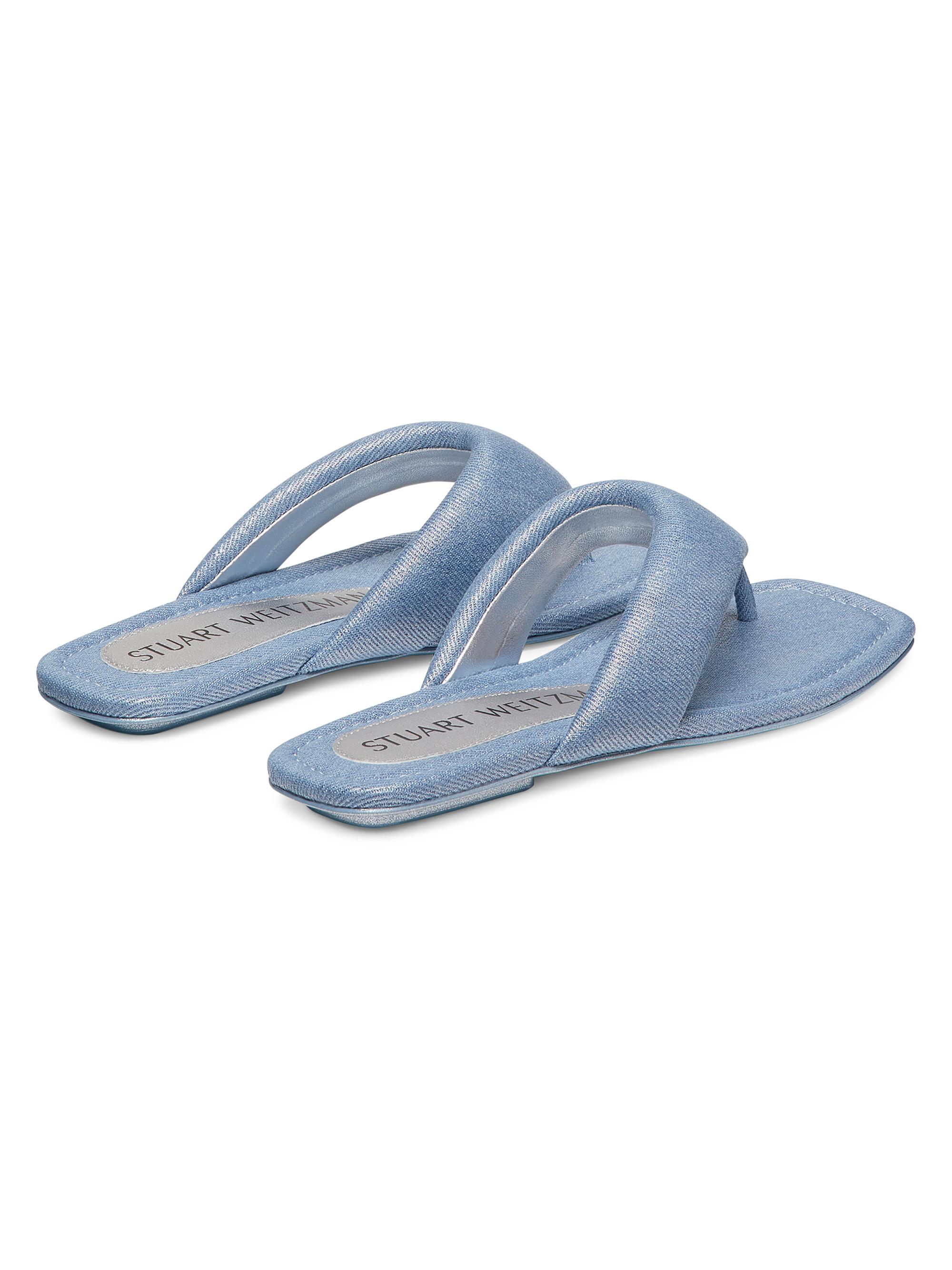 Stuart Weitzman Maui Metallic Denim Flip-Flops | Saks Fifth Avenue