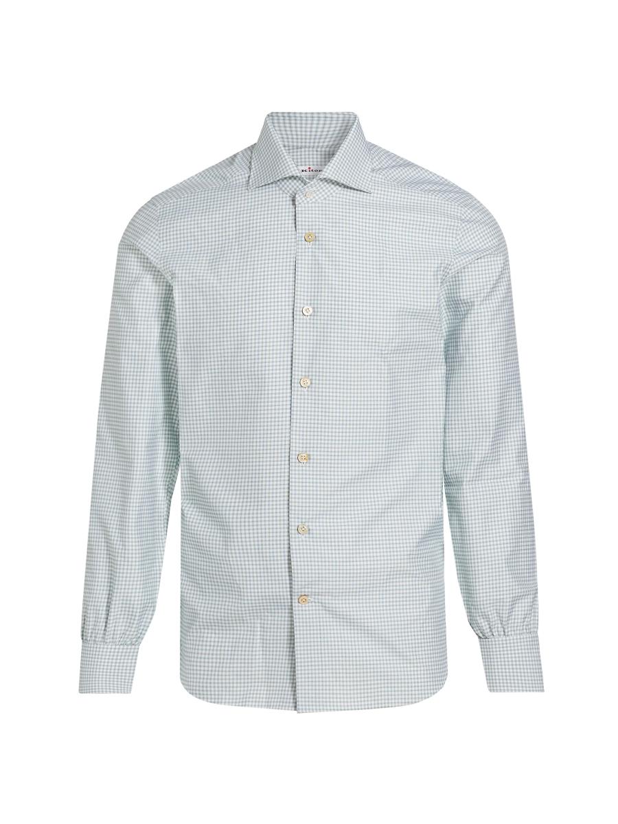 Kiton Check Cotton Button-Front Shirt | Saks Fifth Avenue