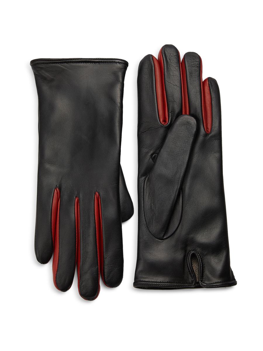 Carolina Amato Contrast-Fourchette Leather Gloves | Saks Fifth Avenue
