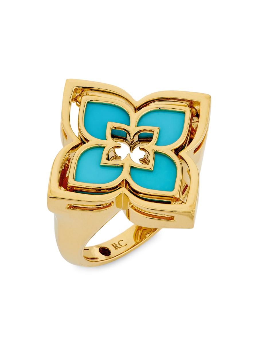 Shop Roberto Coin Venetian Princess 18K Yellow Gold, Turquoise & 0.03 ...