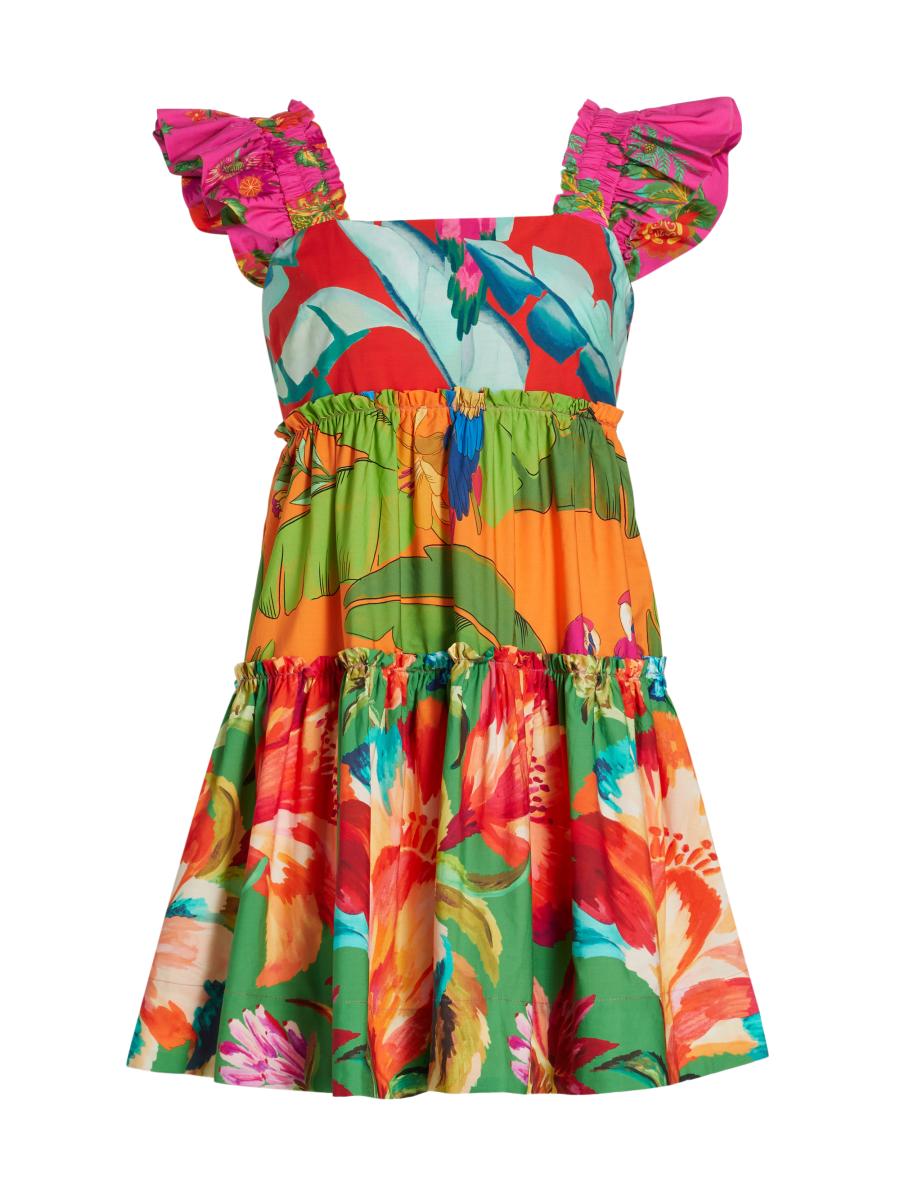 Shop Farm Rio Foliage Cotton Tiered Minidress | Saks Fifth Avenue