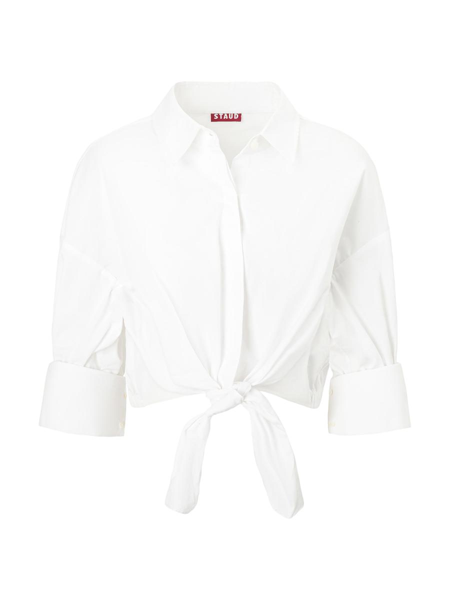 Staud Lisa Poplin Tie Crop Shirt | Saks Fifth Avenue